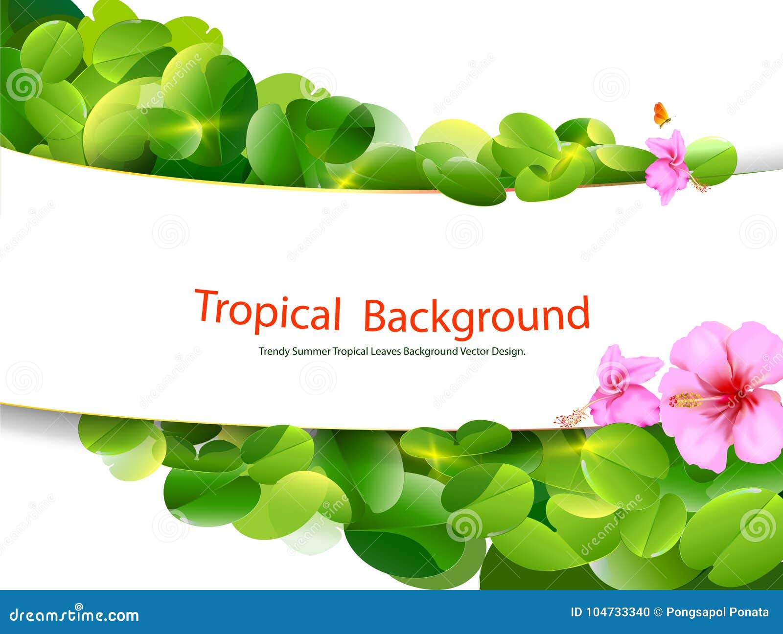 Bright Tropical Background With Jungle Plants. Stock Illustration ...