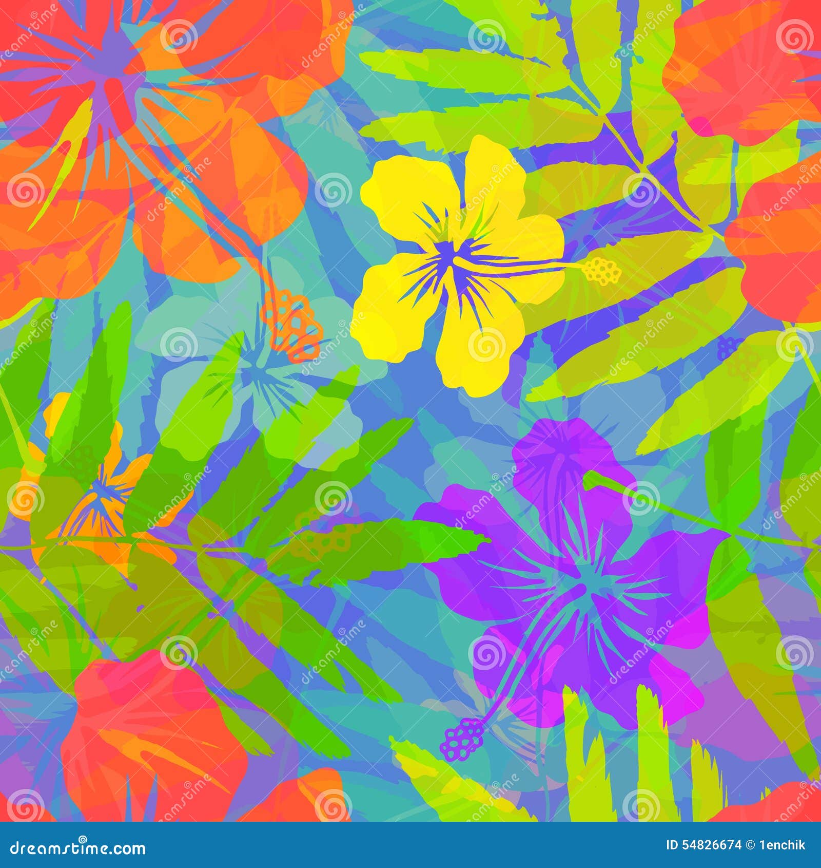 Bright Tropical Flowers Vector Seamless Pattern Stock Vector ...