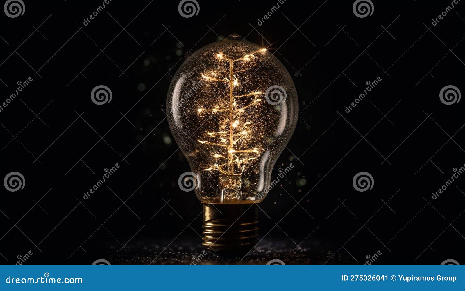 Bright Tungsten Filament Igniting Glowing Electric Lamp Generated by AI ...