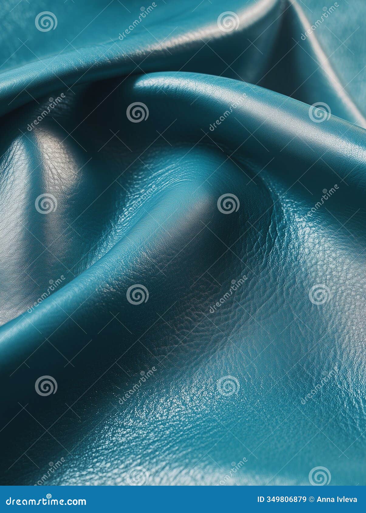 Bright Turquoise Leather Texture with Fine Grain Displayed on a Soft ...