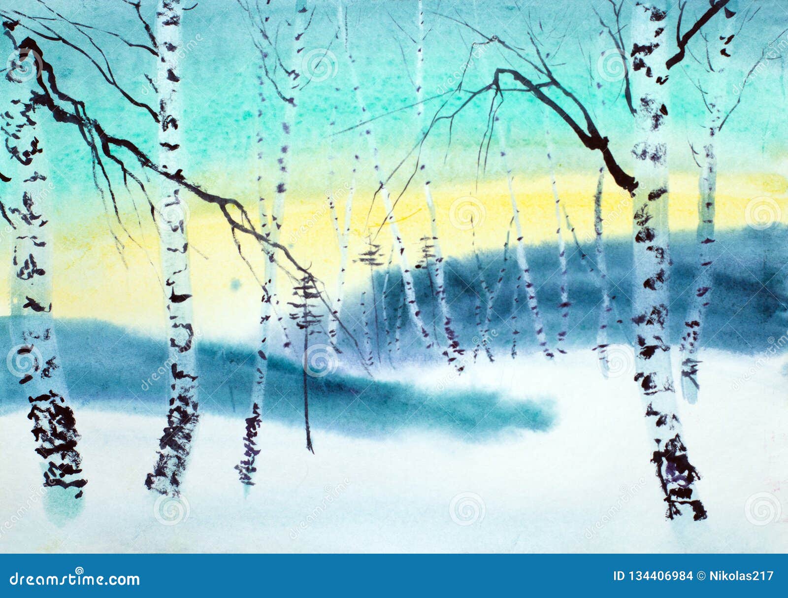 Winter Twilight Forest Stock Illustrations – 586 Winter Twilight Forest ...