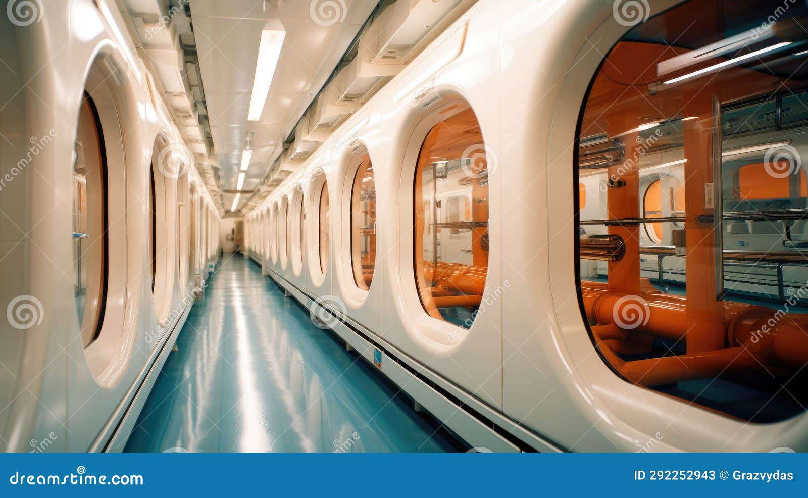 Bright Underground Corridor with Modern Drainage and Ventilation System ...