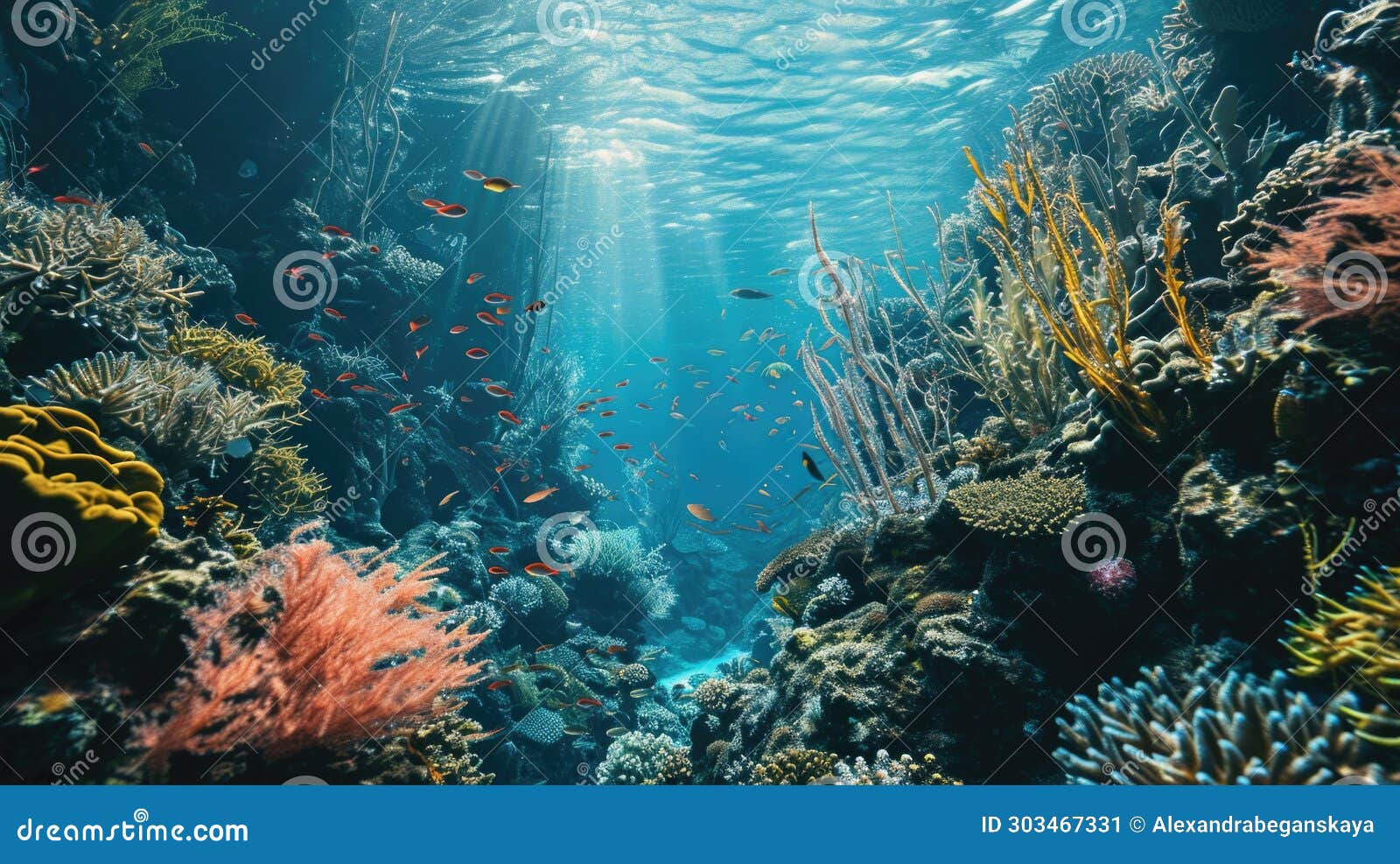 A Bright Underwater World with Coral Reefs Stock Illustration ...