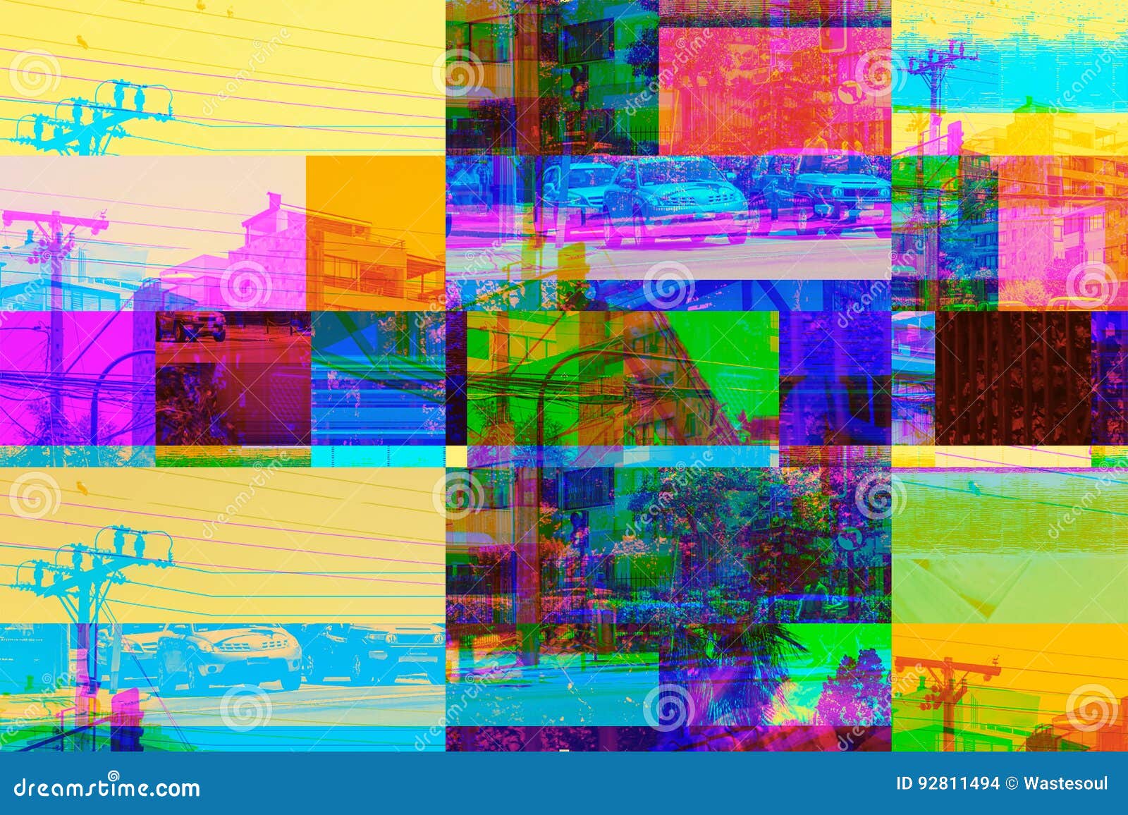 Bright Urban Collage of the Street Stock Photo - Image of life, city ...