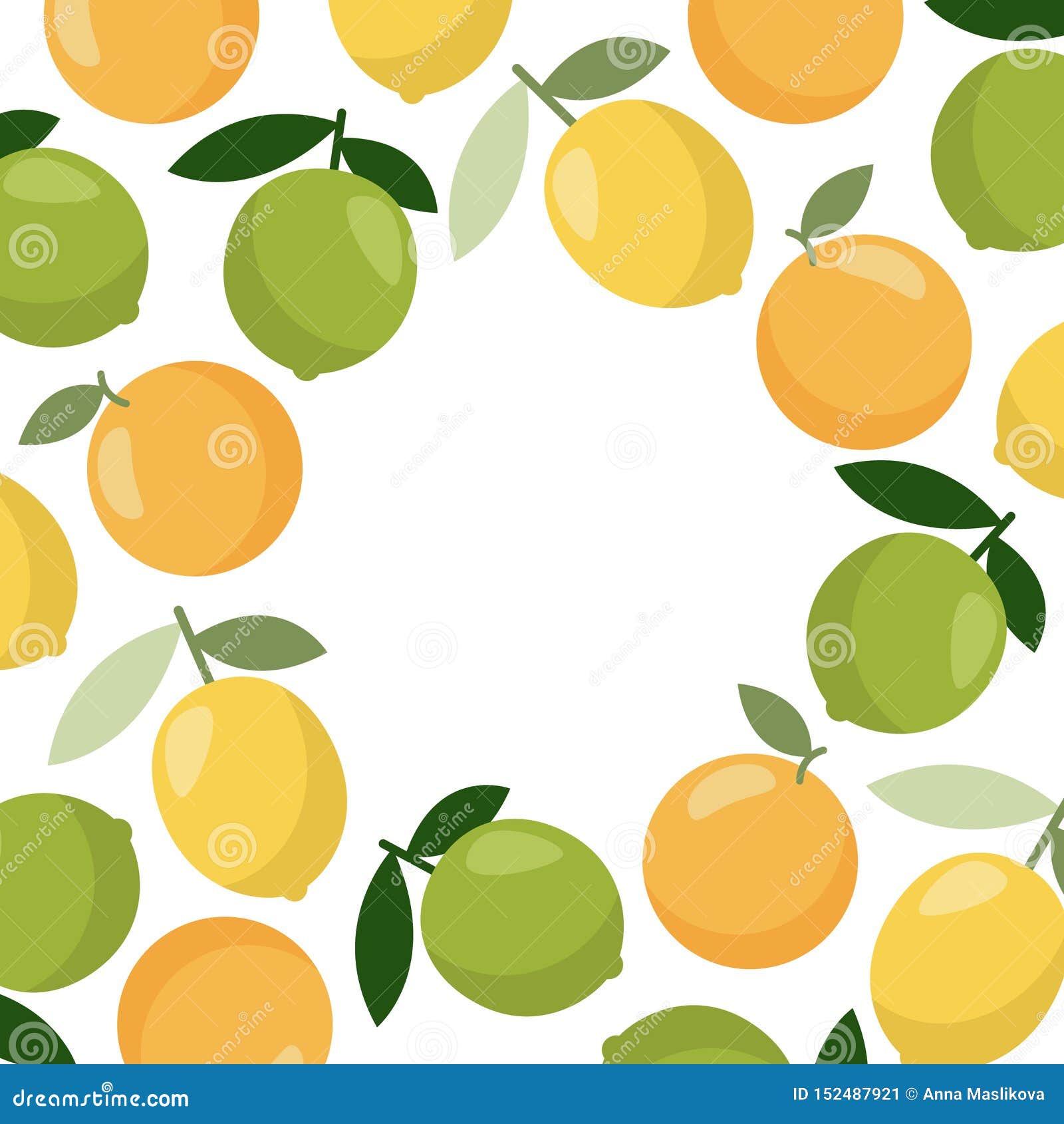 Bright Vector Border, Frame. Lemon Vector Illustration Template Stock ...