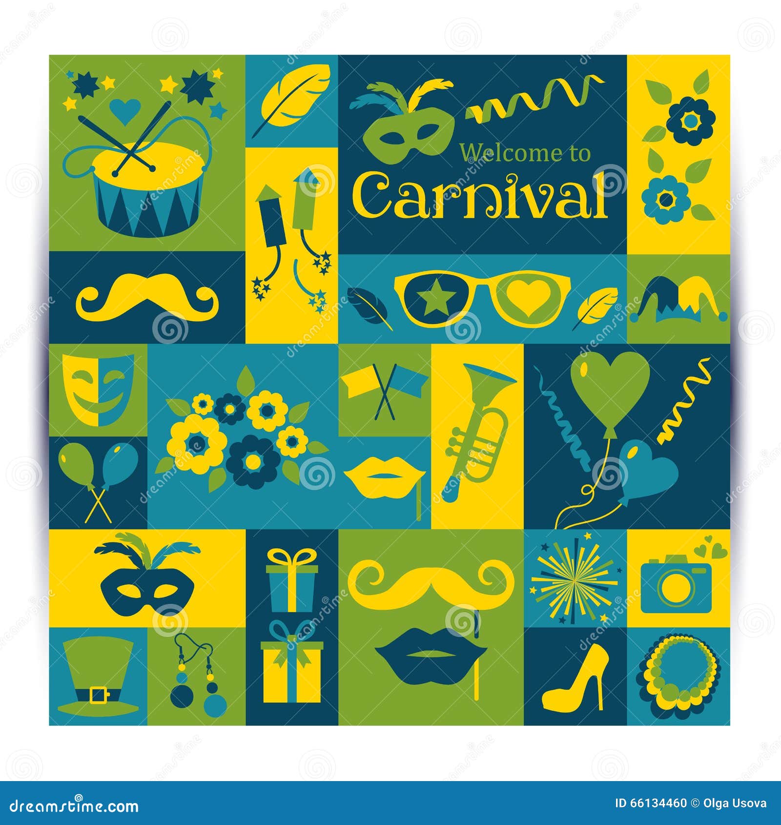 Bright Vector Carnival Card Stock Vector - Illustration of colorful ...