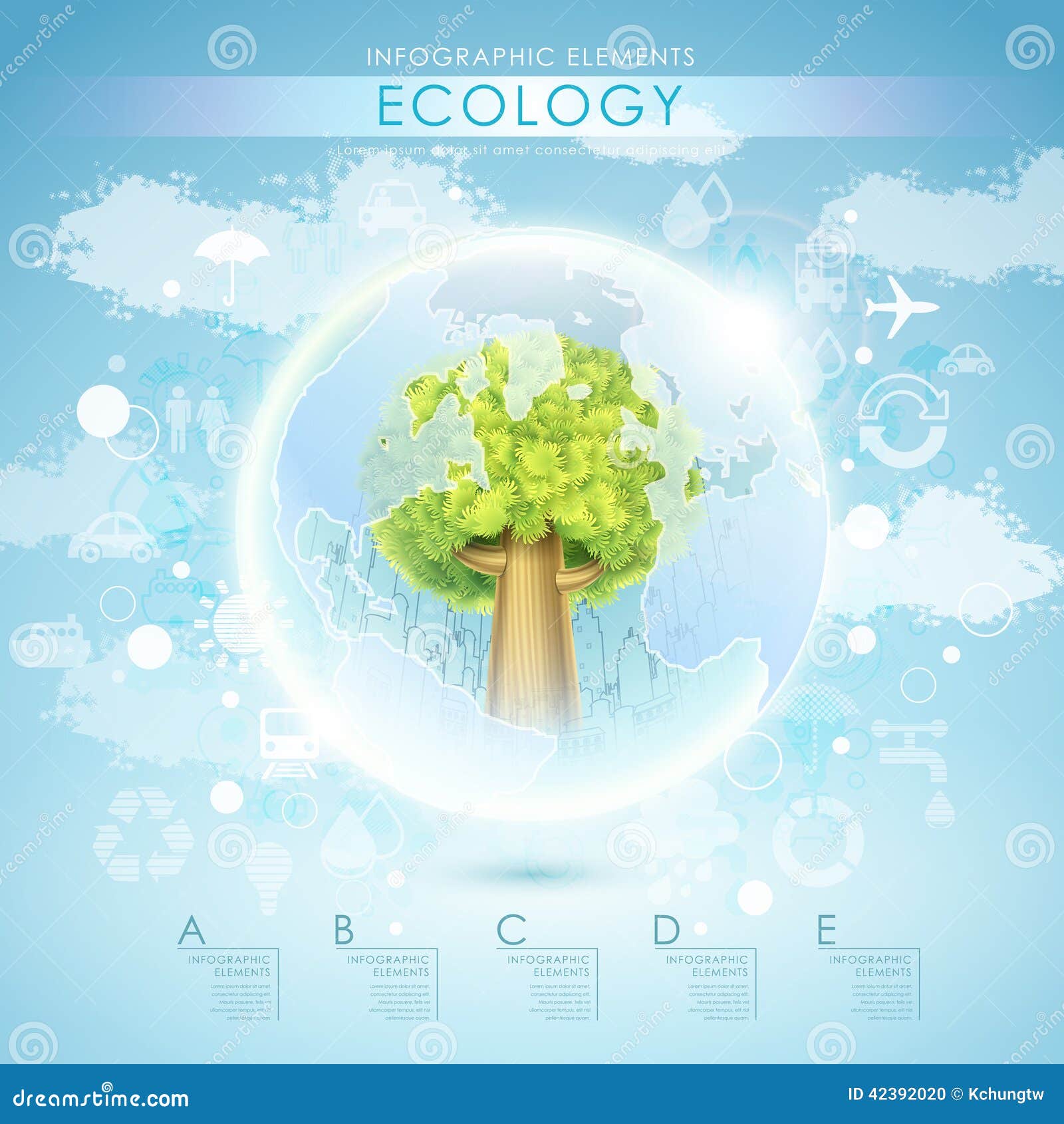 Bright Vector Ecology Template with Tree and Earth Stock Vector ...