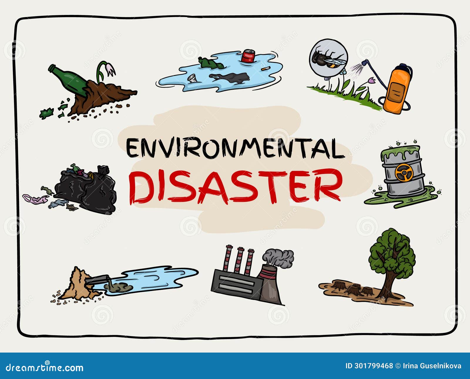 Bright Vector Illustration of the Ecological Catastrophe of the Earth ...