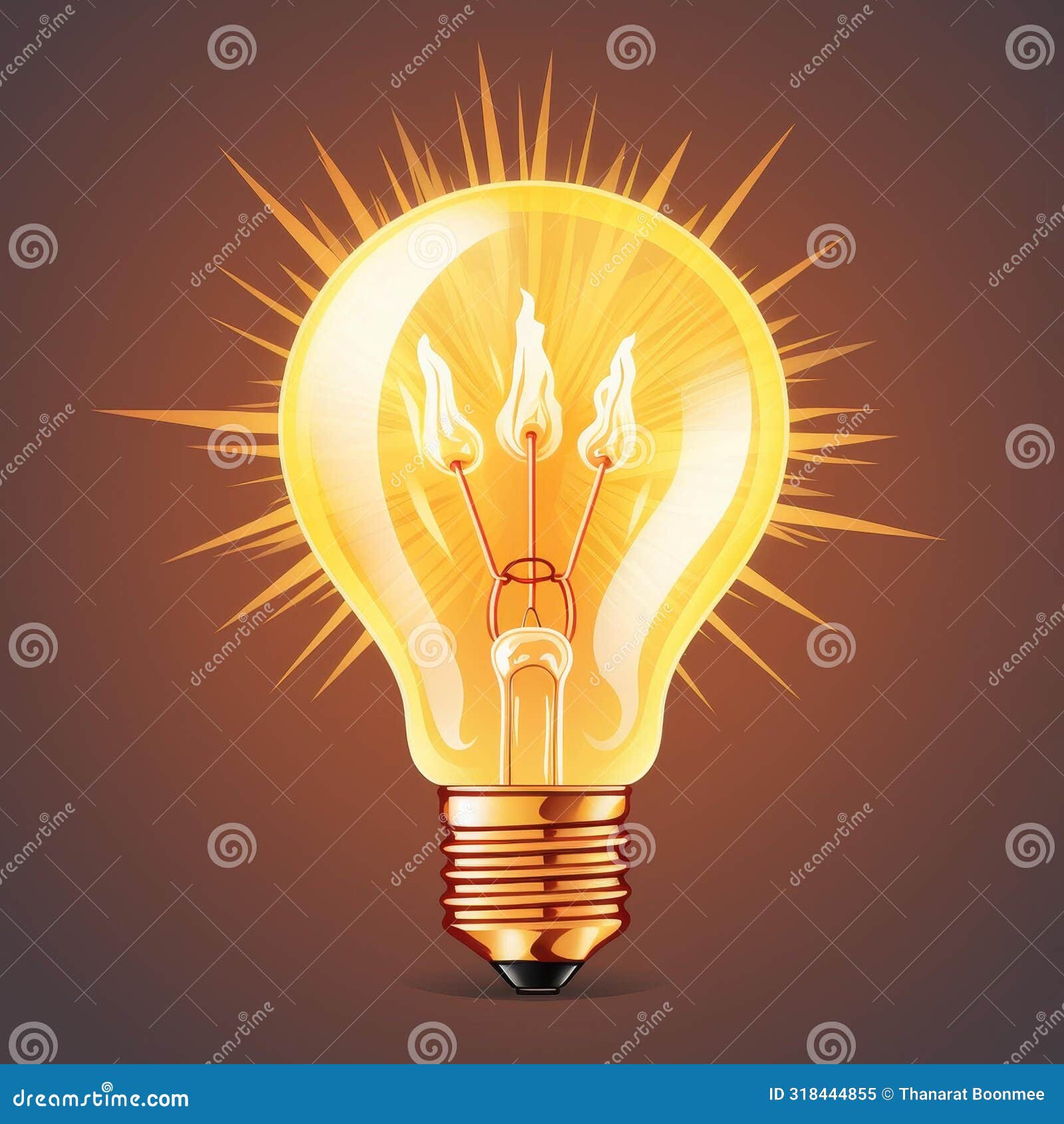Bright Vector Illustration of a Glowing Light Bulb Emitting Rays, Ai ...