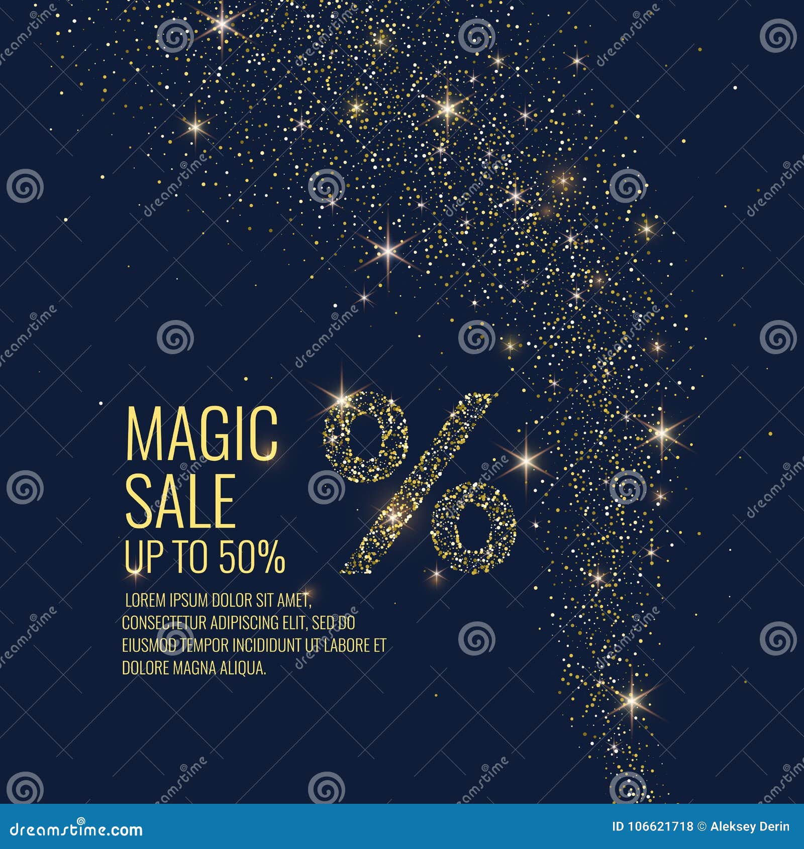 Vector Illustration. Magic Sale. Sparkling Glittery Particles on a Dark ...