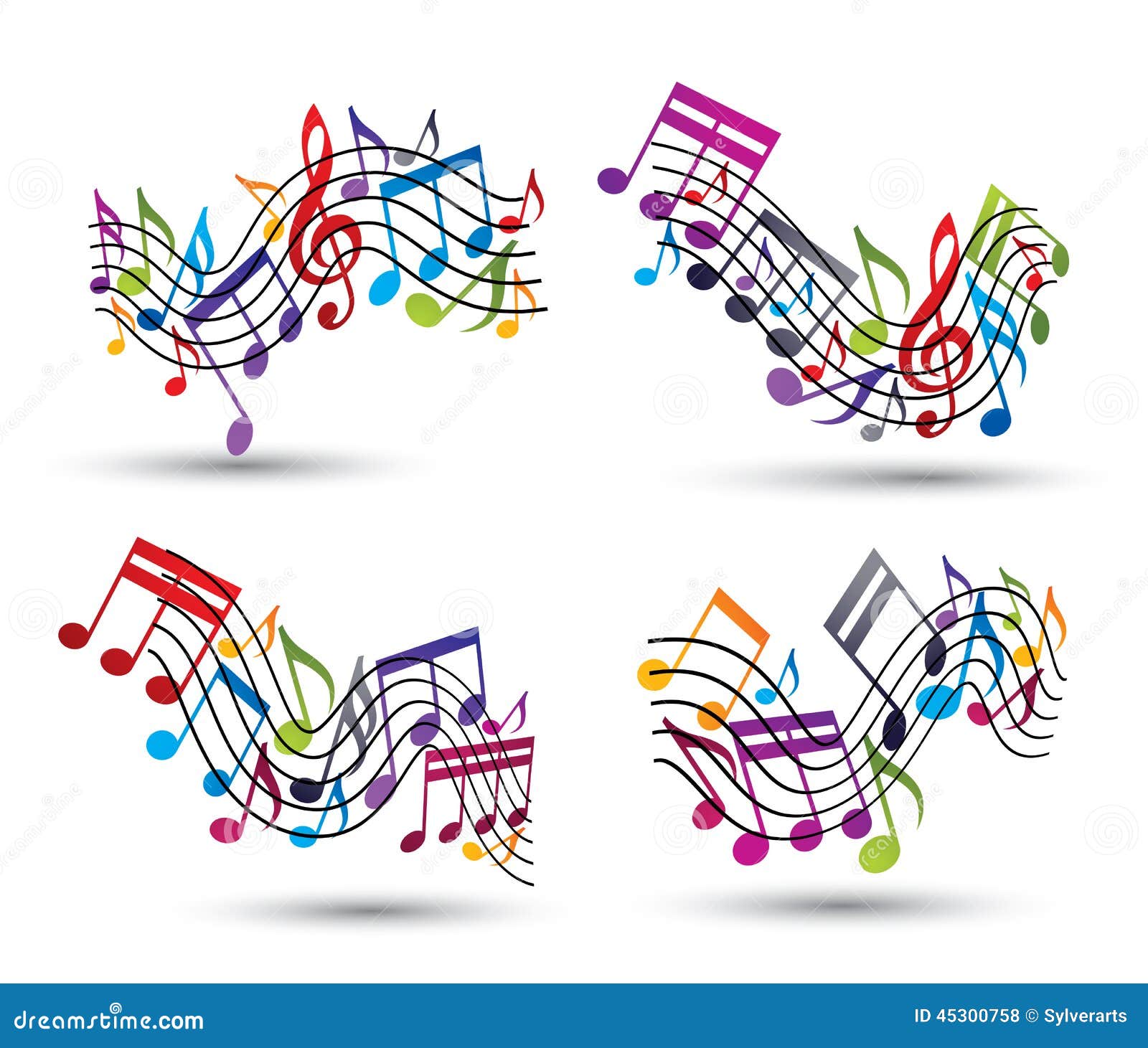 Bright Vector Jolly Staves With Musical Notes | CartoonDealer.com #45300758