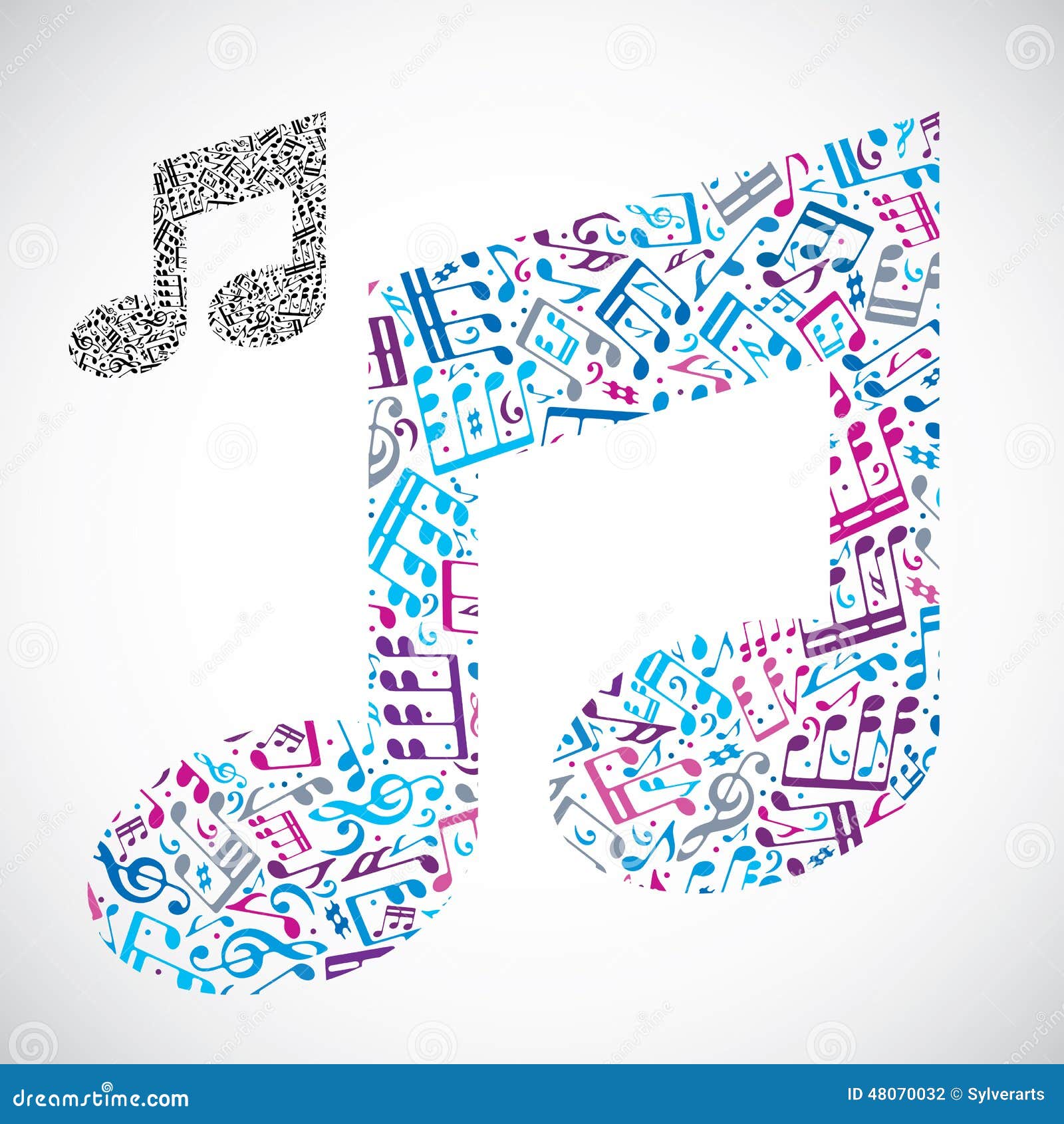 Bright Vector Light Musical Notes Isolated on White Background, Stock ...