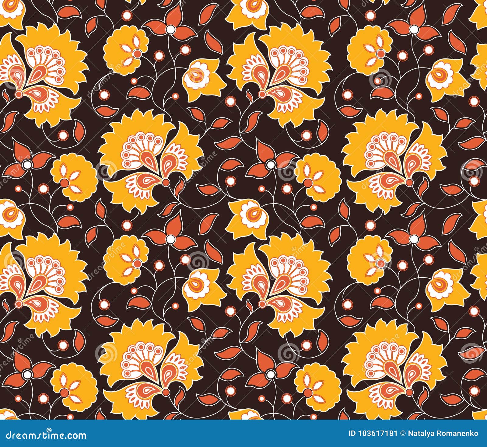 Bright Vector Seamless Indian Style Pattern Stock Vector - Illustration ...
