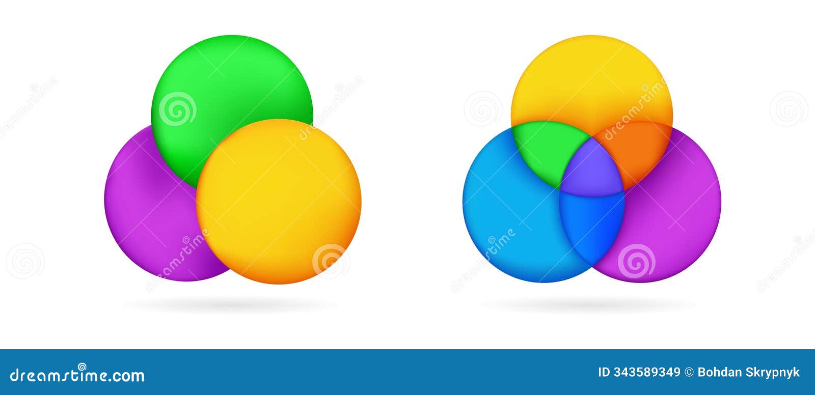 Bright Venn Diagram for Data and Information Layout. Stock Vector ...