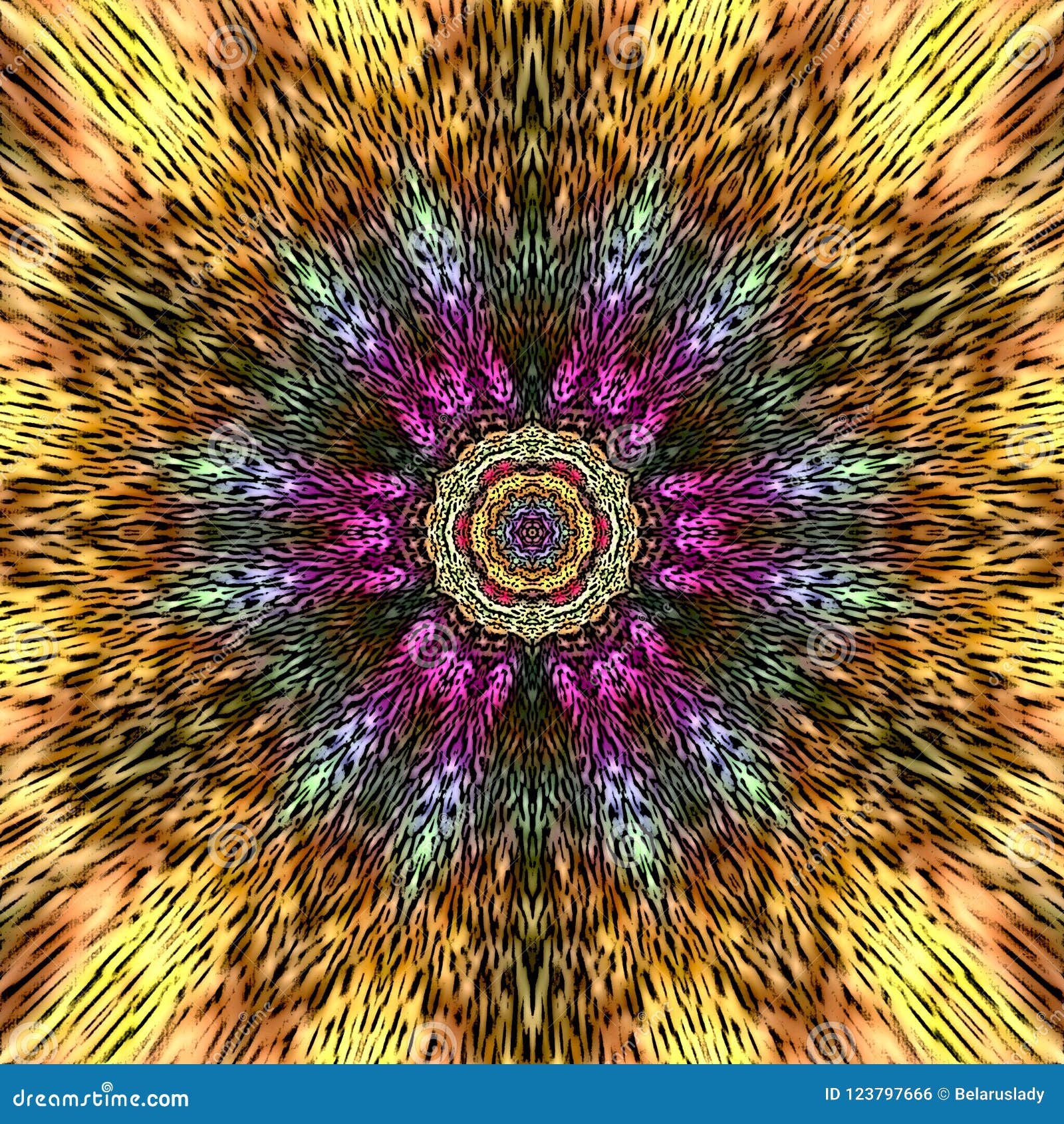 Bright Vibrant Abstract Pattern, Pale Mandala Stock Illustration ...