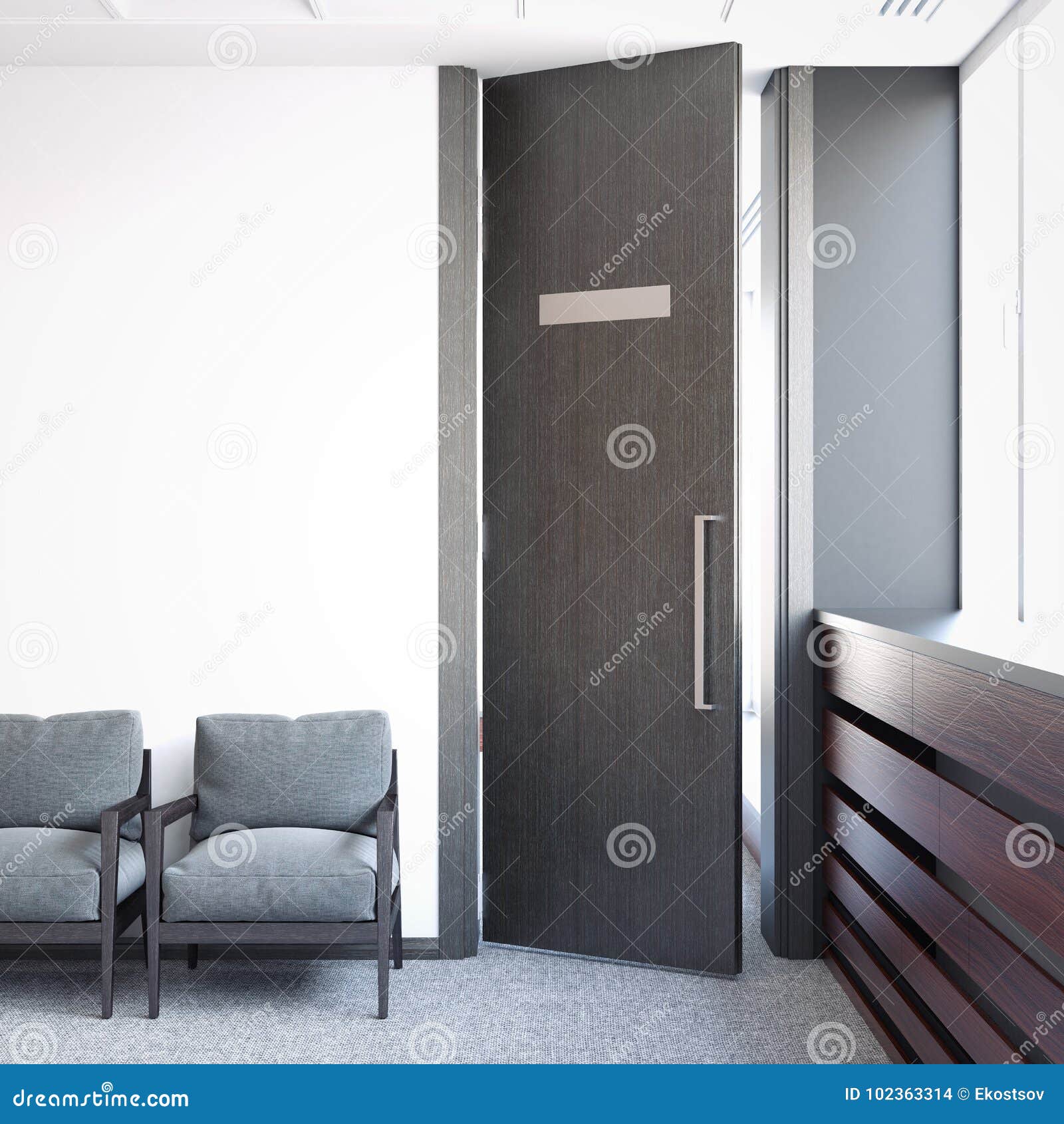 Waiting Room and Opened Door with Nameplate. 3d Rendering Stock ...