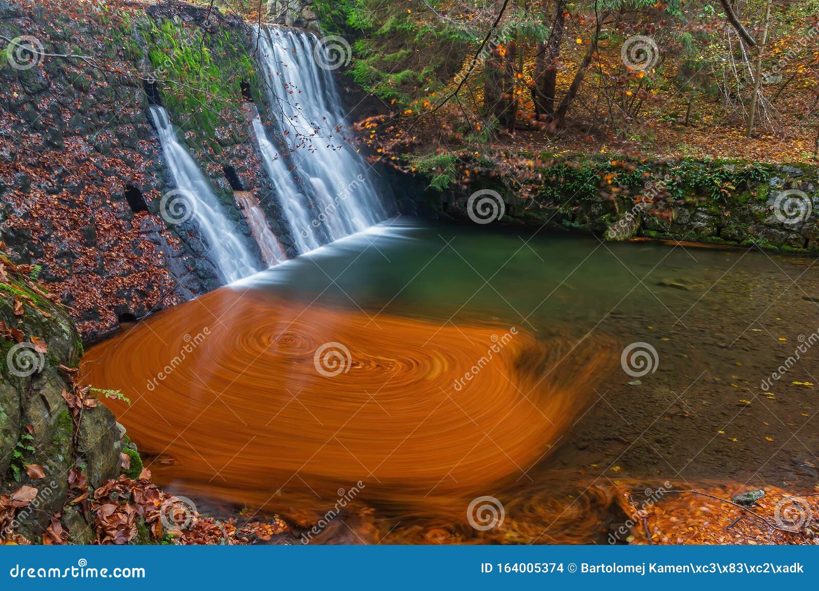 Bright Waterfall Fduring Fall. it is Colored by Orarge Colour from ...