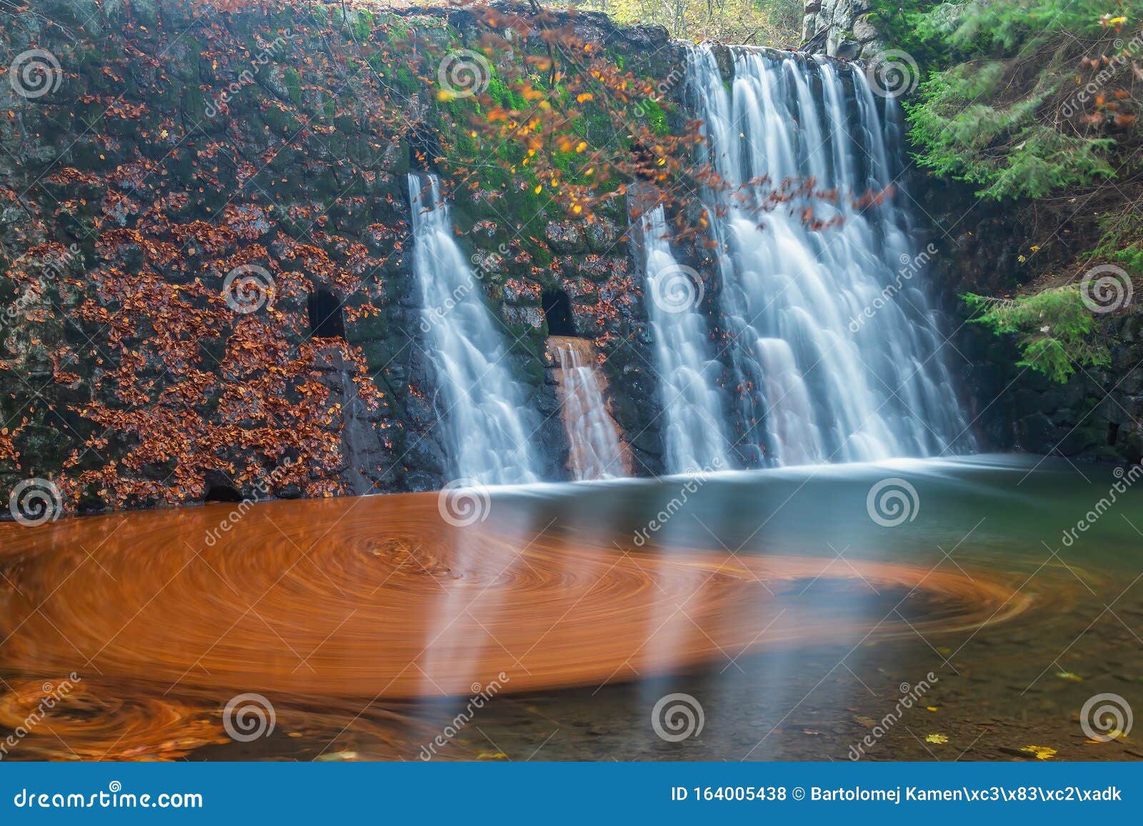 Bright Waterfall Fduring Fall. it is Colored by Orarge Colour from ...