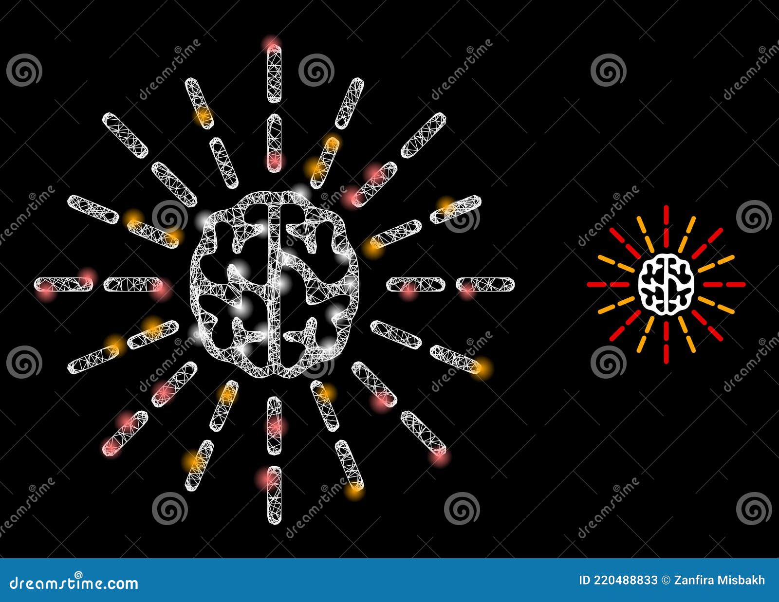 Bright Web Brain Shine with Bright Light Spots Stock Vector ...