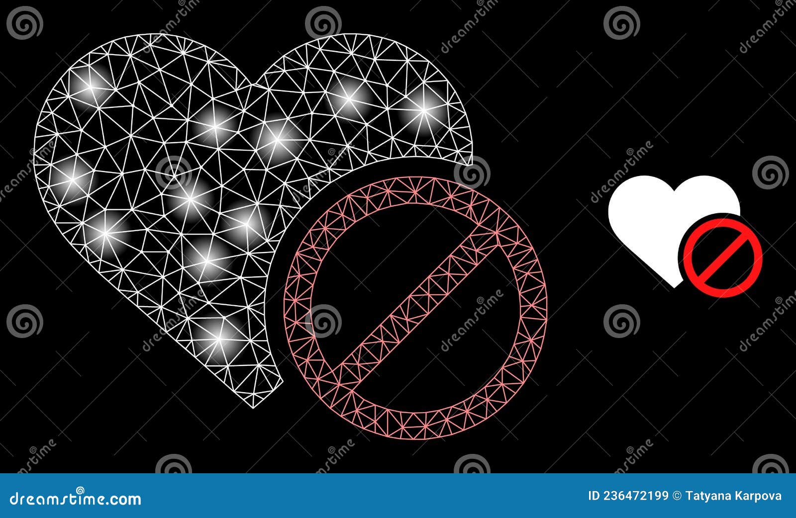 Bright Web Mesh Forbidden Love Icon with Lightspots Stock Vector ...