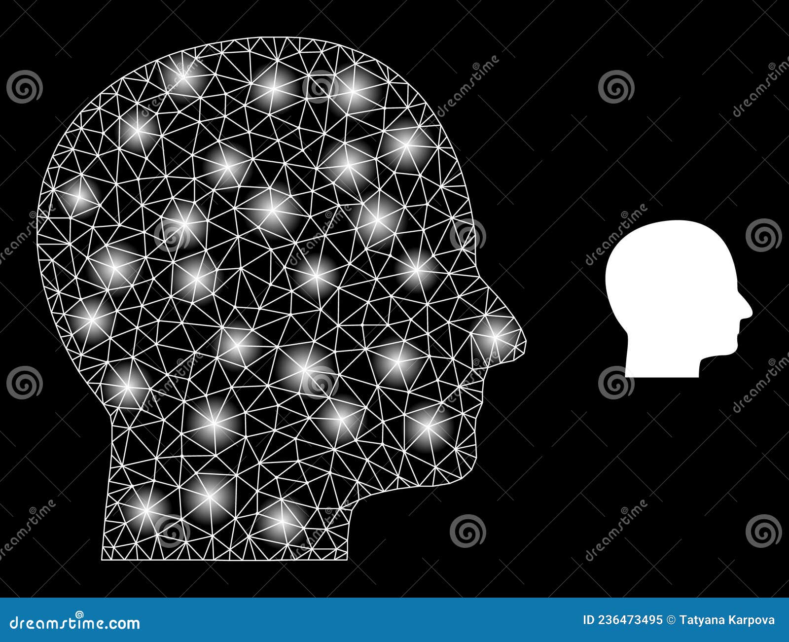 Bright Web Mesh Human Head Icon with Glare Spots Stock Vector ...
