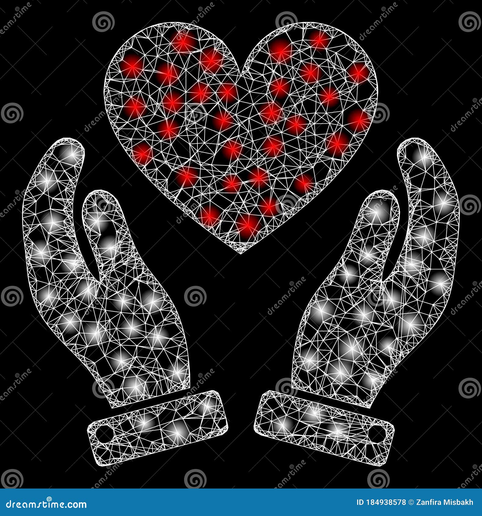 Bright Web Mesh Love Heart Care Hands with Lightspots Stock Vector ... Bright Web Mesh Love Heart Care Hands with Lightspots Stock Vector ...