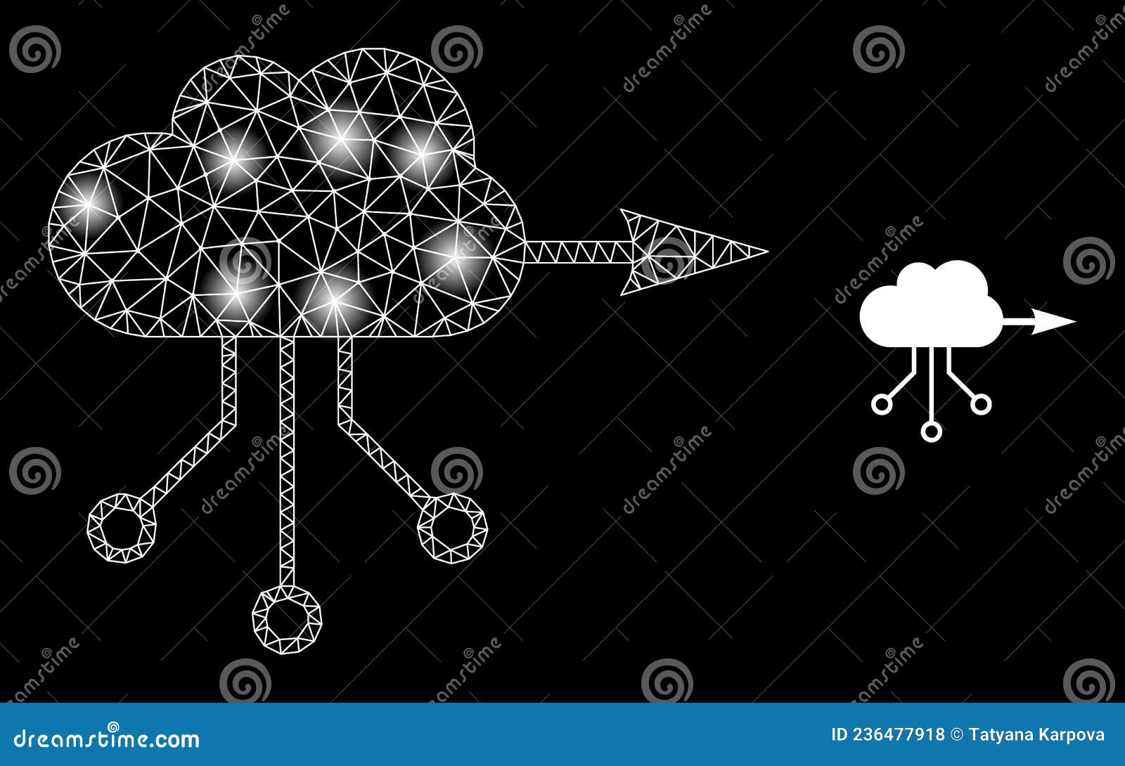 Bright Web Mesh VPN Cloud Icon with Glare Spots Stock Vector ...
