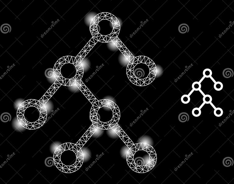 Bright Web Net Binary Tree Icon with Glare Spots Stock Vector ...