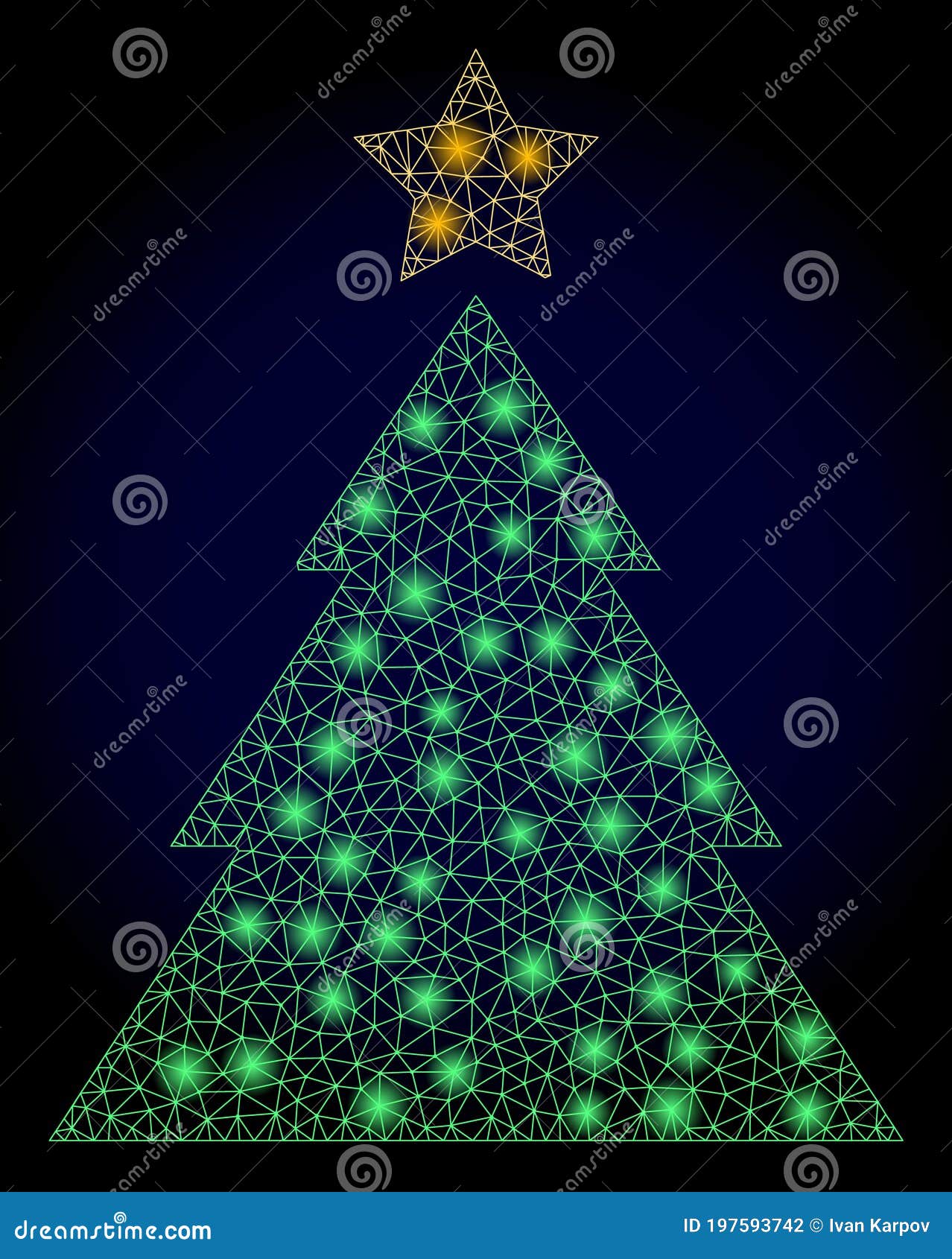 Bright Web Net Christmas Tree with Lightspots Stock Vector ...