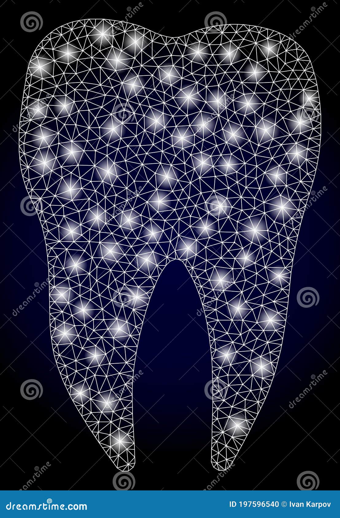 Bright Web Net Dental Tooth with Light Spots Stock Vector ...