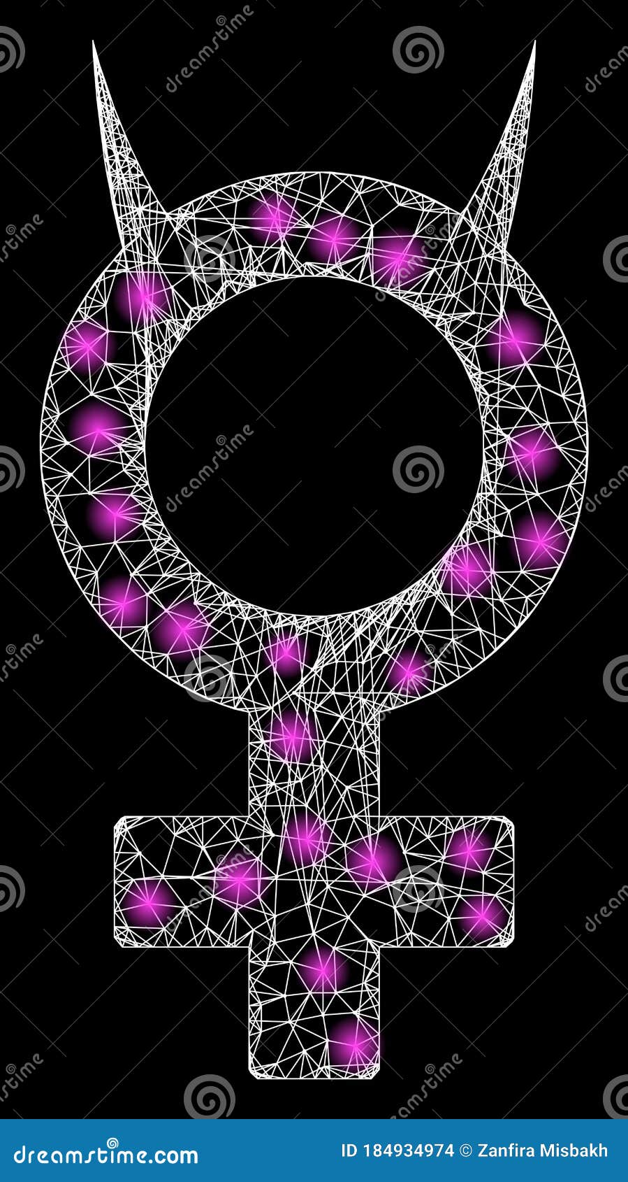 Bright Web Net Devil Female Symbol with Glare Spots Stock Vector ...