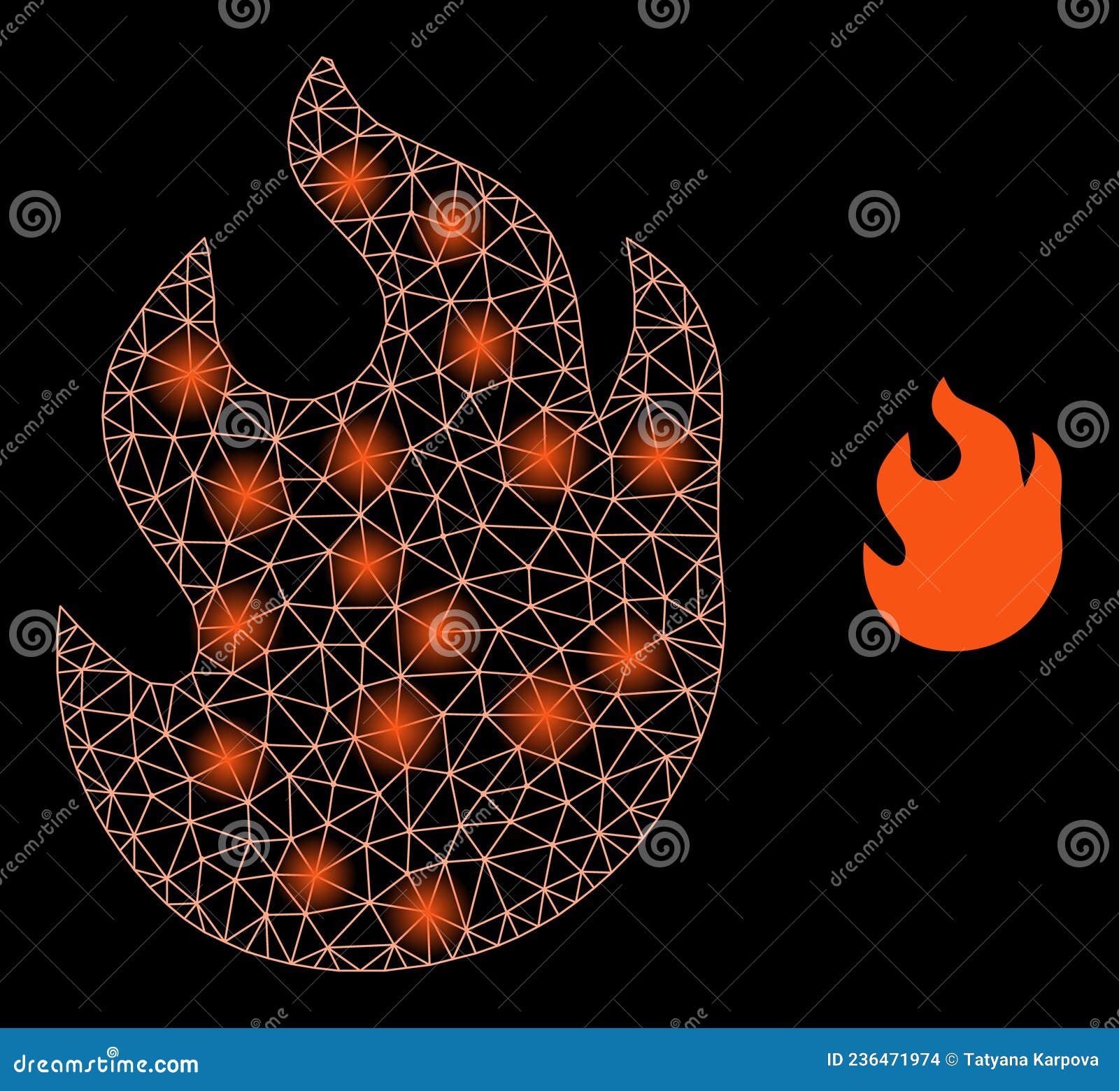 Bright Web Net Fire Icon with Constellation Nodes Stock Vector ...