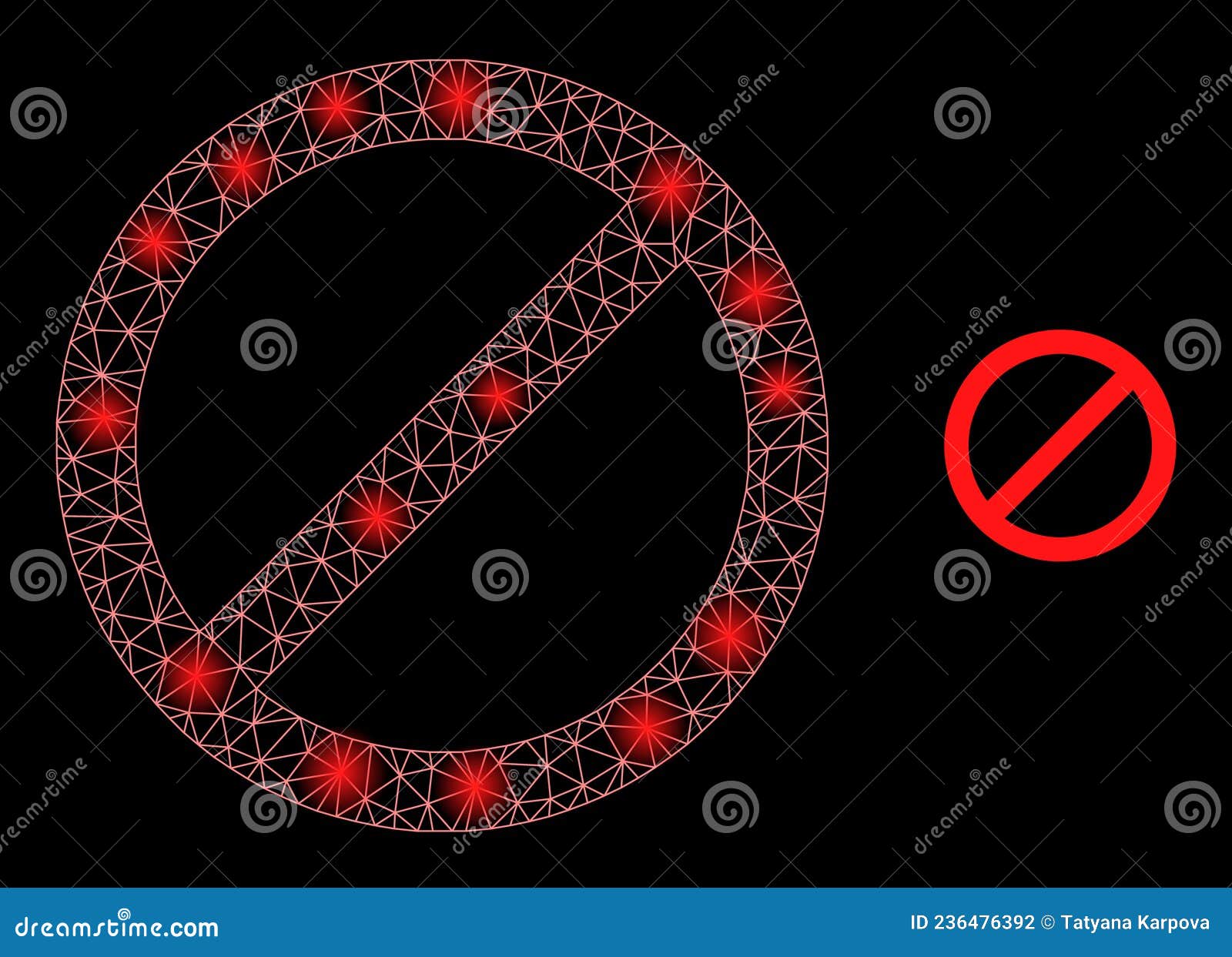Bright Web Net Stop Icon with Constellation Nodes Stock Vector ...