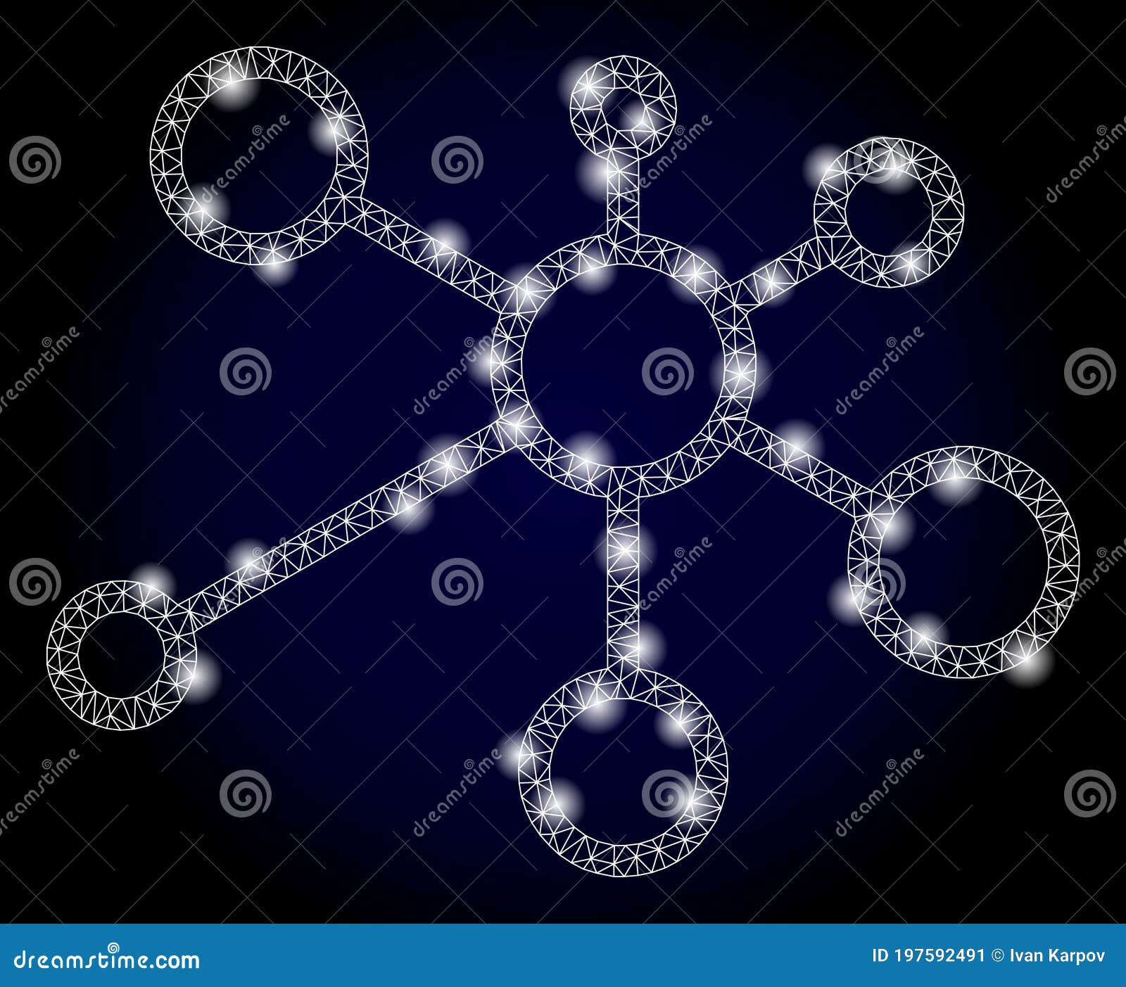 Bright Web Network Link Nodes with Glare Spots Stock Vector ...