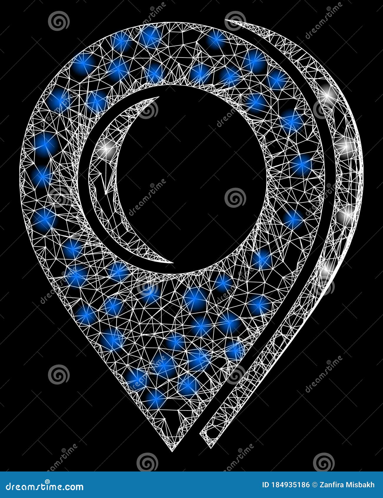 Bright Web Network Map Marker Shadow With Glare Spots Vector ...