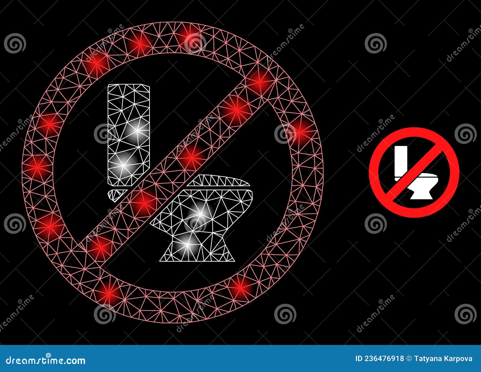 Stop Toilet Is Clogged. It Is Forbidden To Use Toilet. Prohibition Sign ...