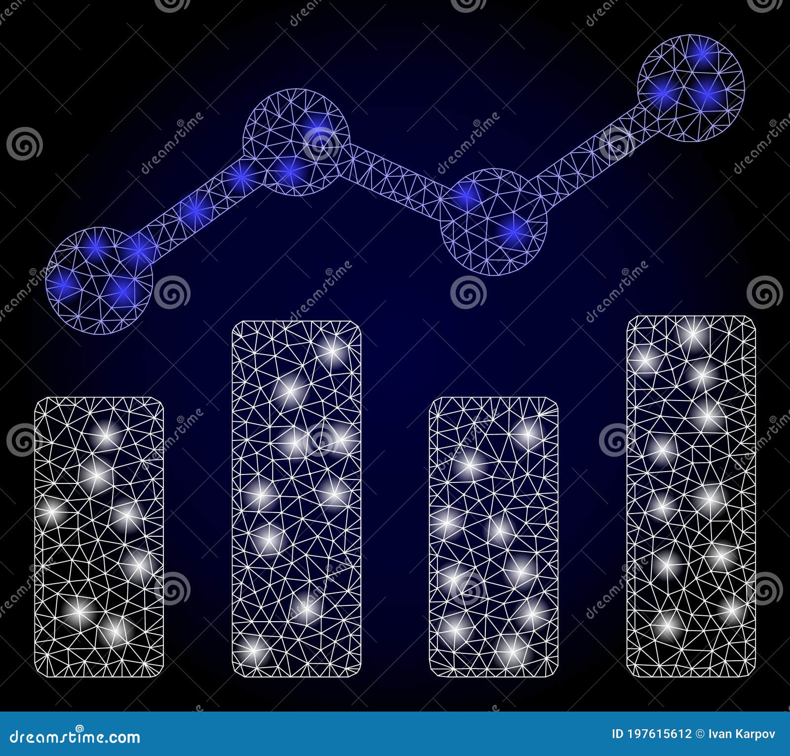 Bright Web Network Trend Chart with Lightspots Stock Vector ...