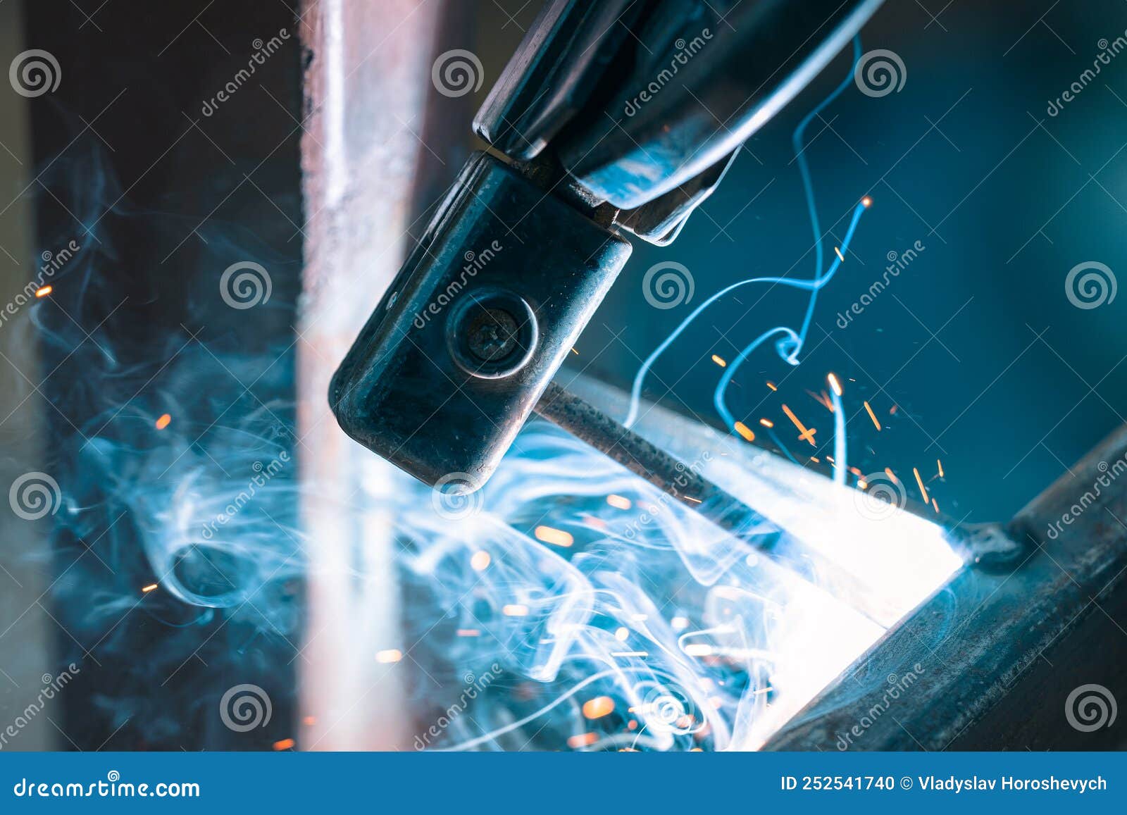 Bright Welding Arc, Close-up of Metal Welding, Many Sparks Stock Photo ...