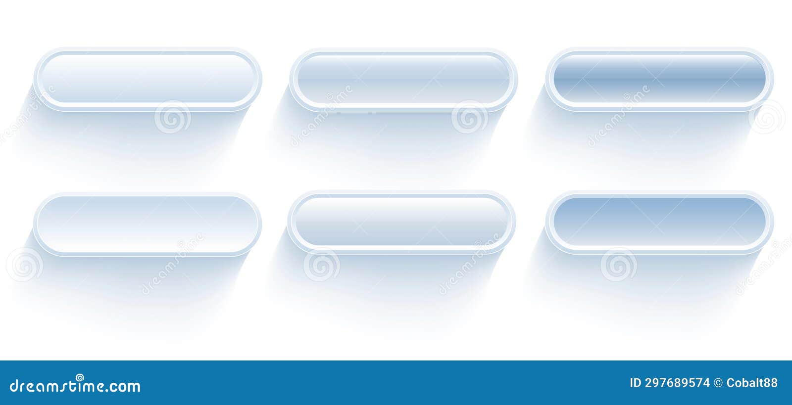 Bright White and Blue Website Buttons, Simple 3D Modern Design for User ...