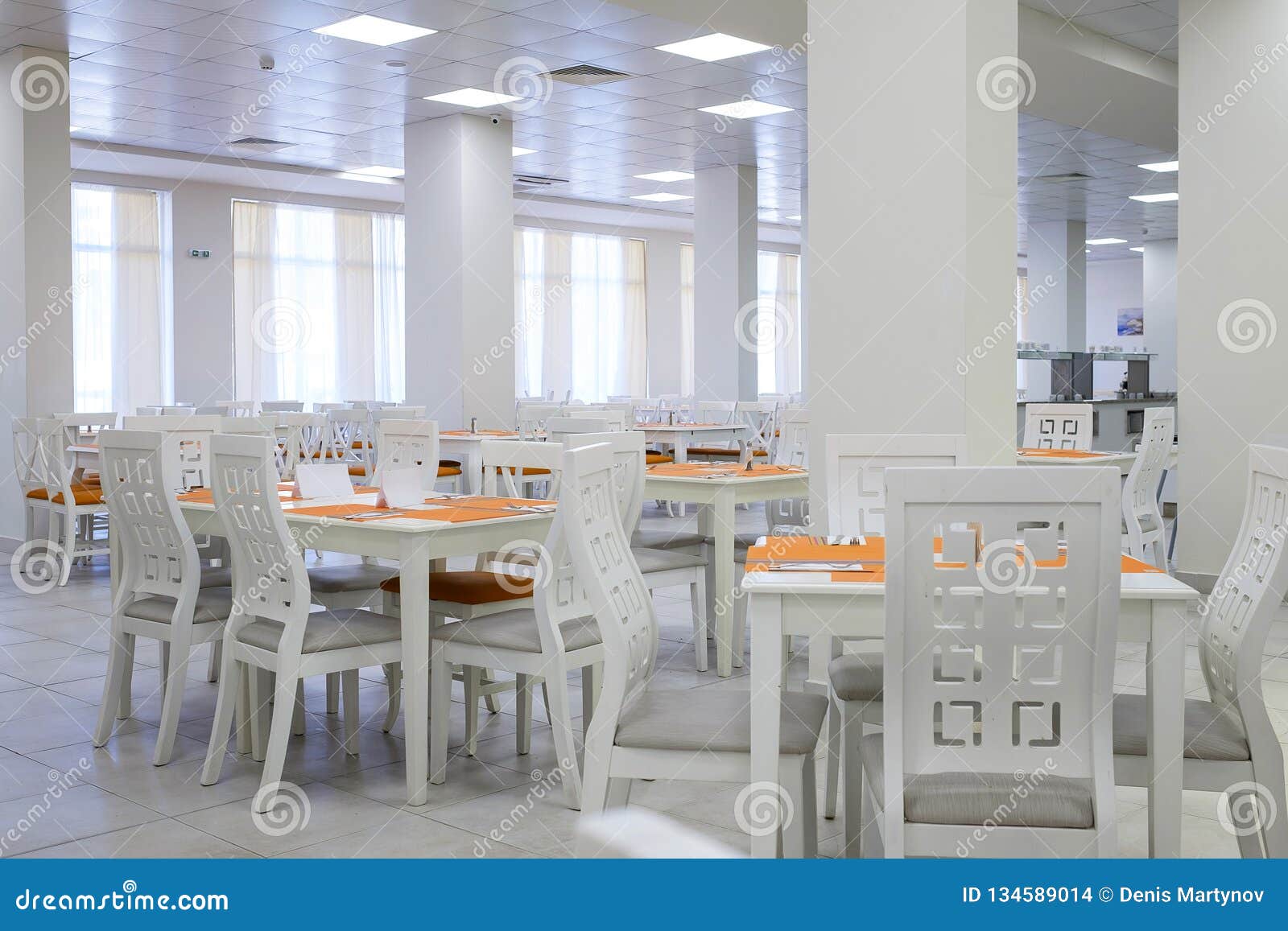 Bright White Cafe Interior 3 Stock Photo - Image of floor, chair: 134589014