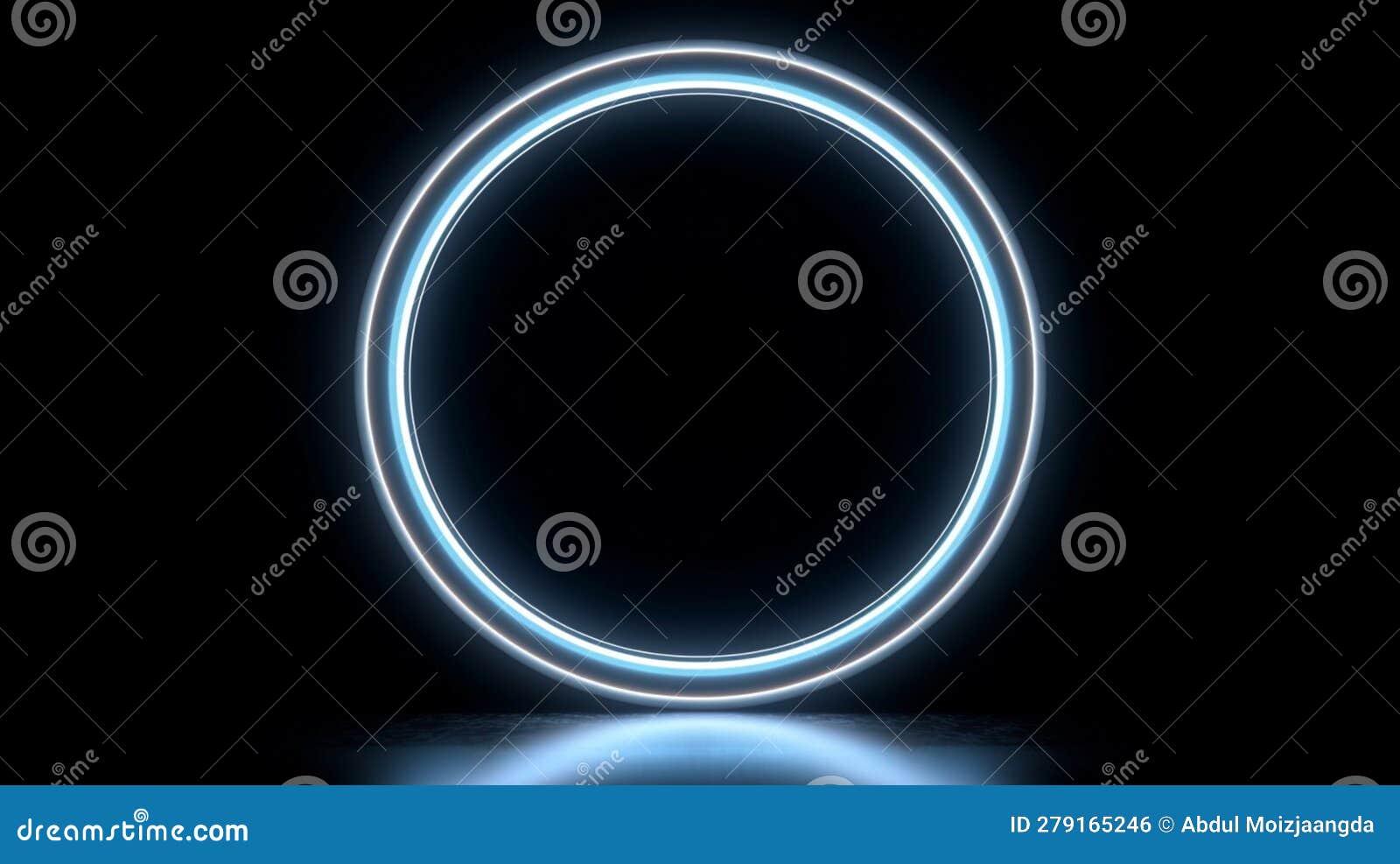 Bright White Circle Neon Light on Backdrop with Negative Space Stock ...