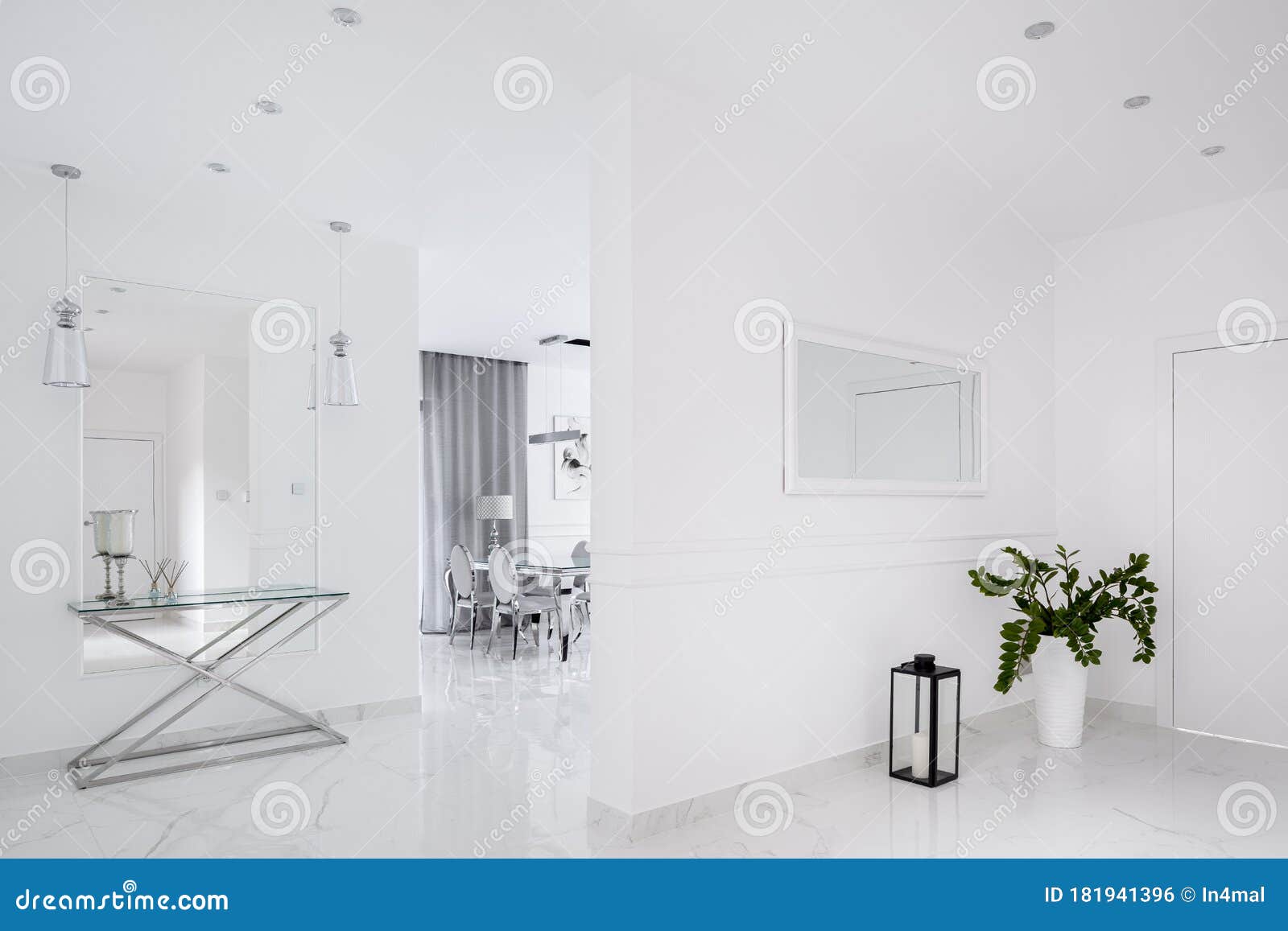 Bright and White Corridor Interior Stock Photo - Image of estate, door ...