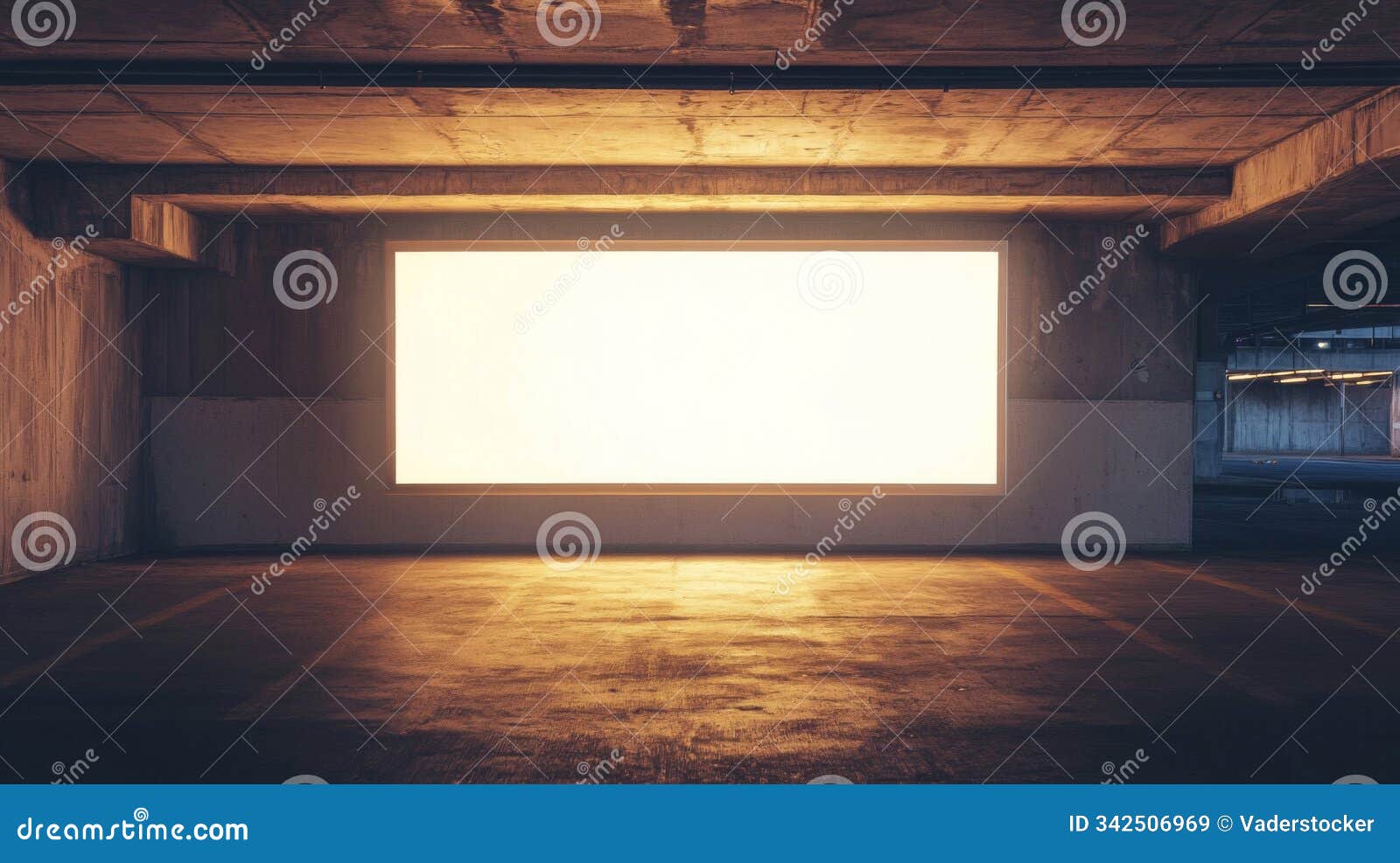 Bright White Rectangle Window in a Concrete Garage Stock Illustration ...