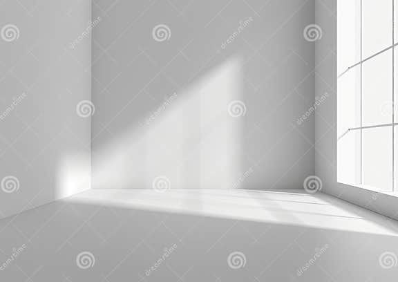 A Bright White Room Featuring a Window and a Distinct Shadow on the ...