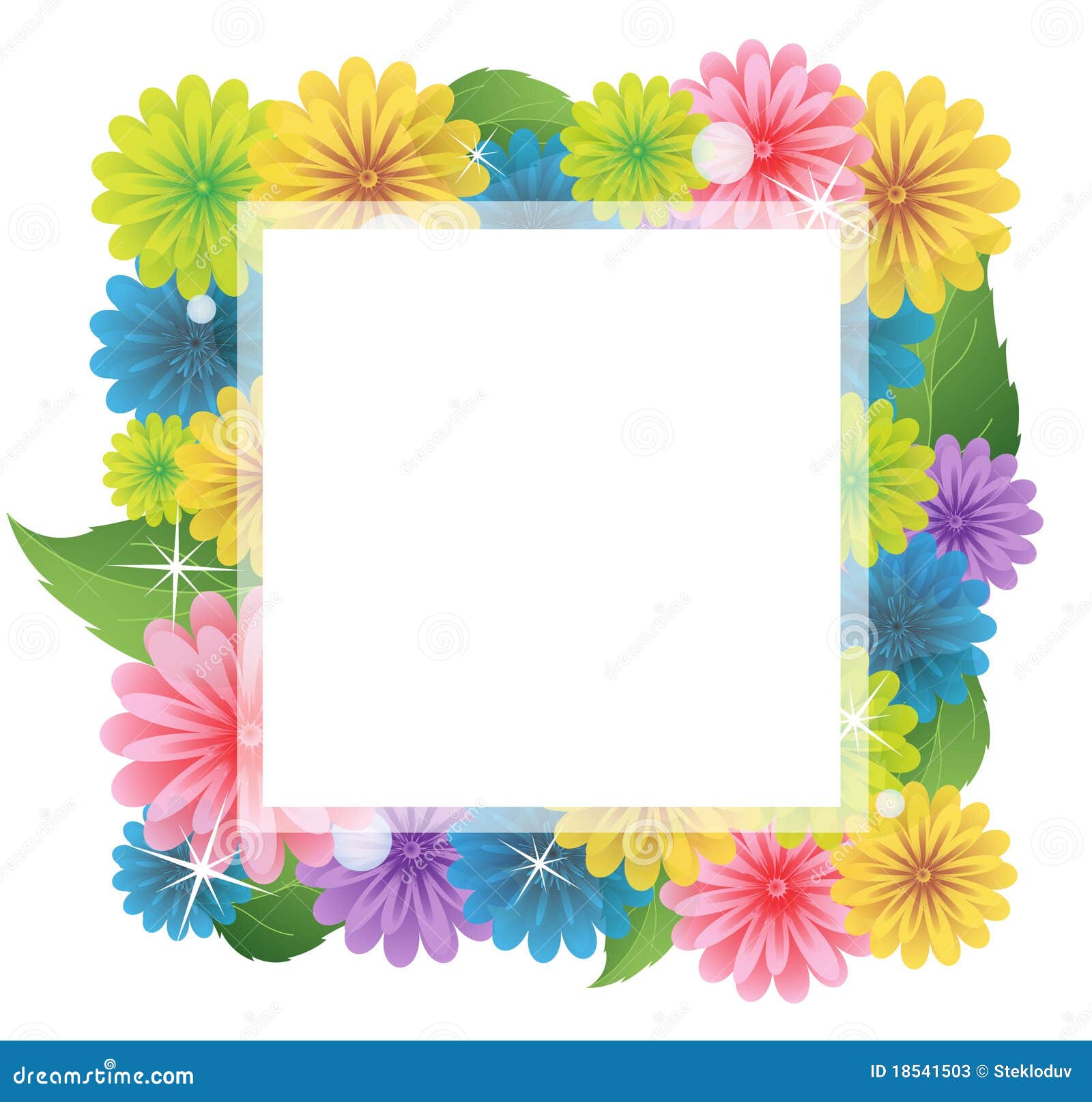 Bright wildflowers frame stock vector. Illustration of design - 18541503