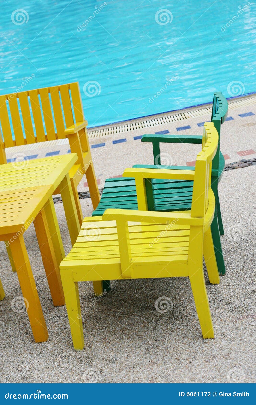 Bright wooden chairs stock photo. Image of outside, motel - 6061172