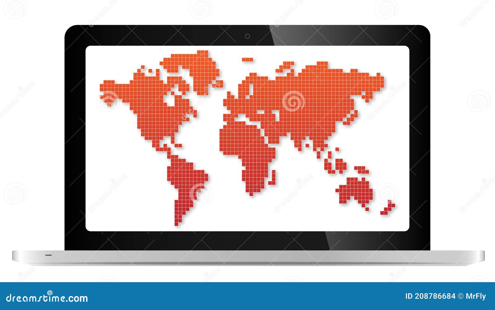 Bright World Map on Isolated Screen Vector Illustration Stock Vector ...