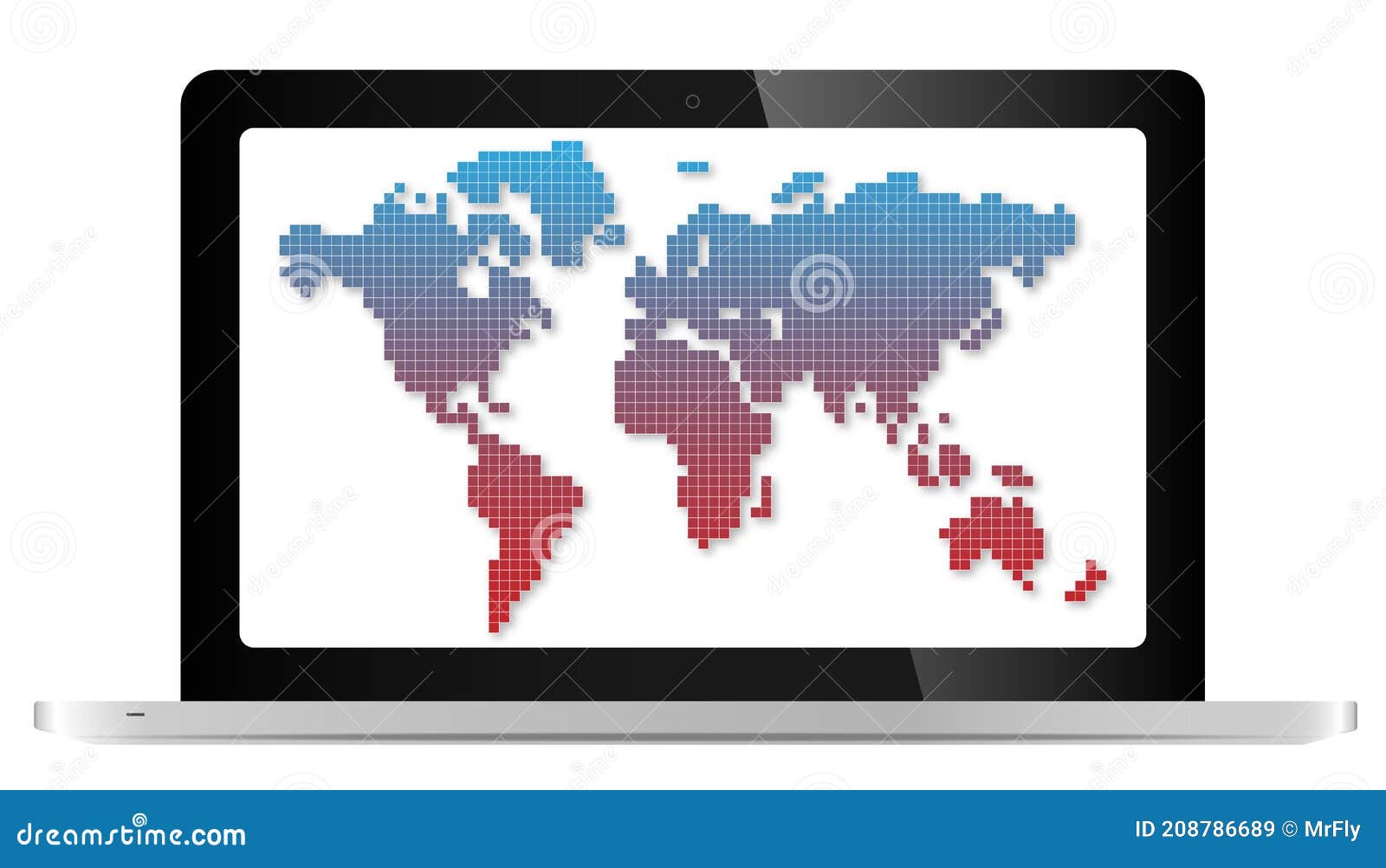 Bright World Map on Isolated Screen Vector Illustration Stock Vector ...