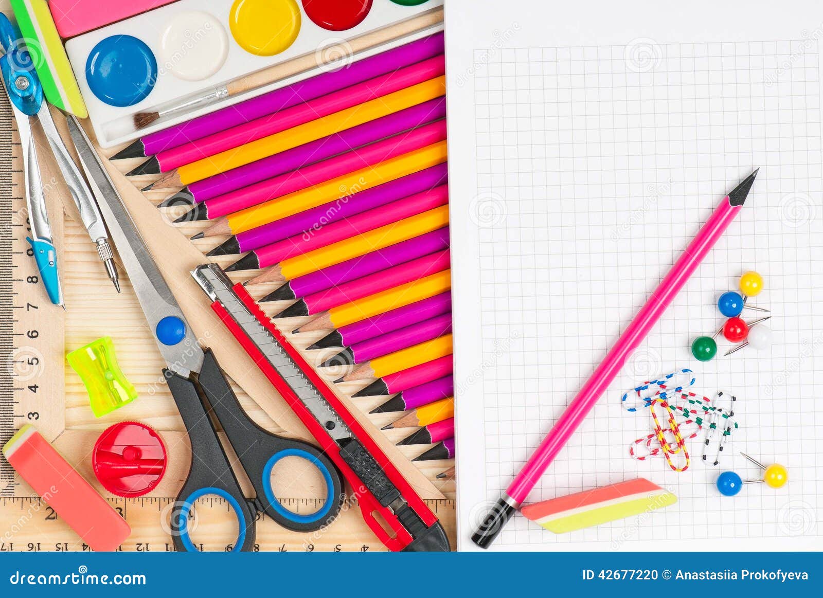 Bright writing-materials stock photo. Image of notebook - 42677220