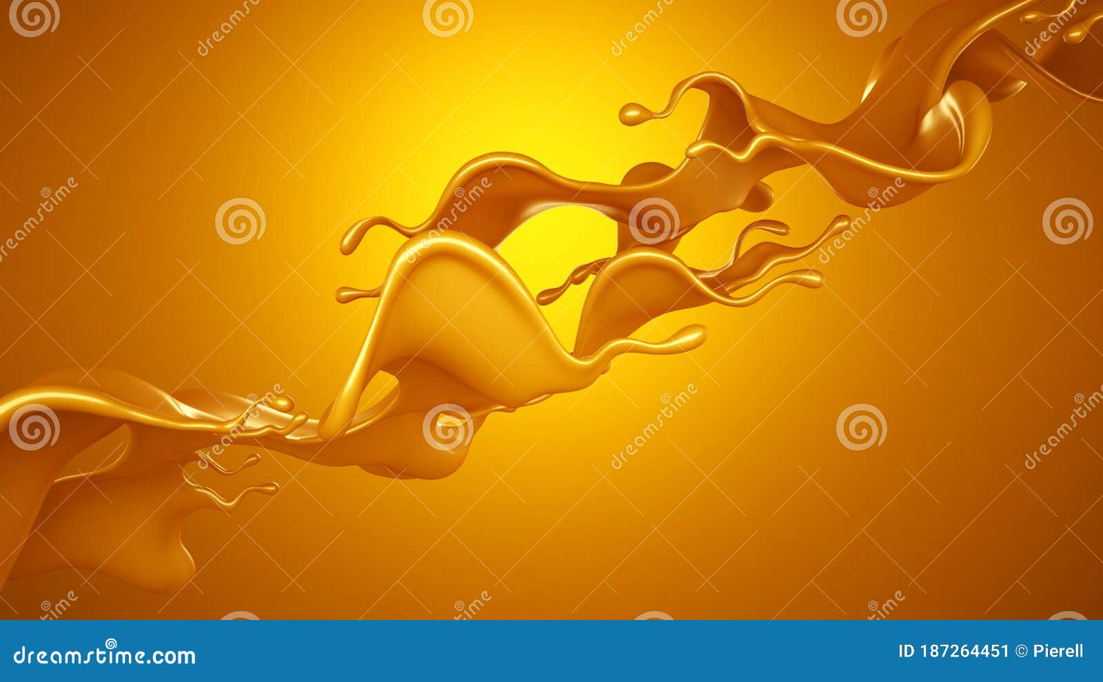 Bright Yellow Background with a Splash of Caramel. 3d Illustration, 3d ...